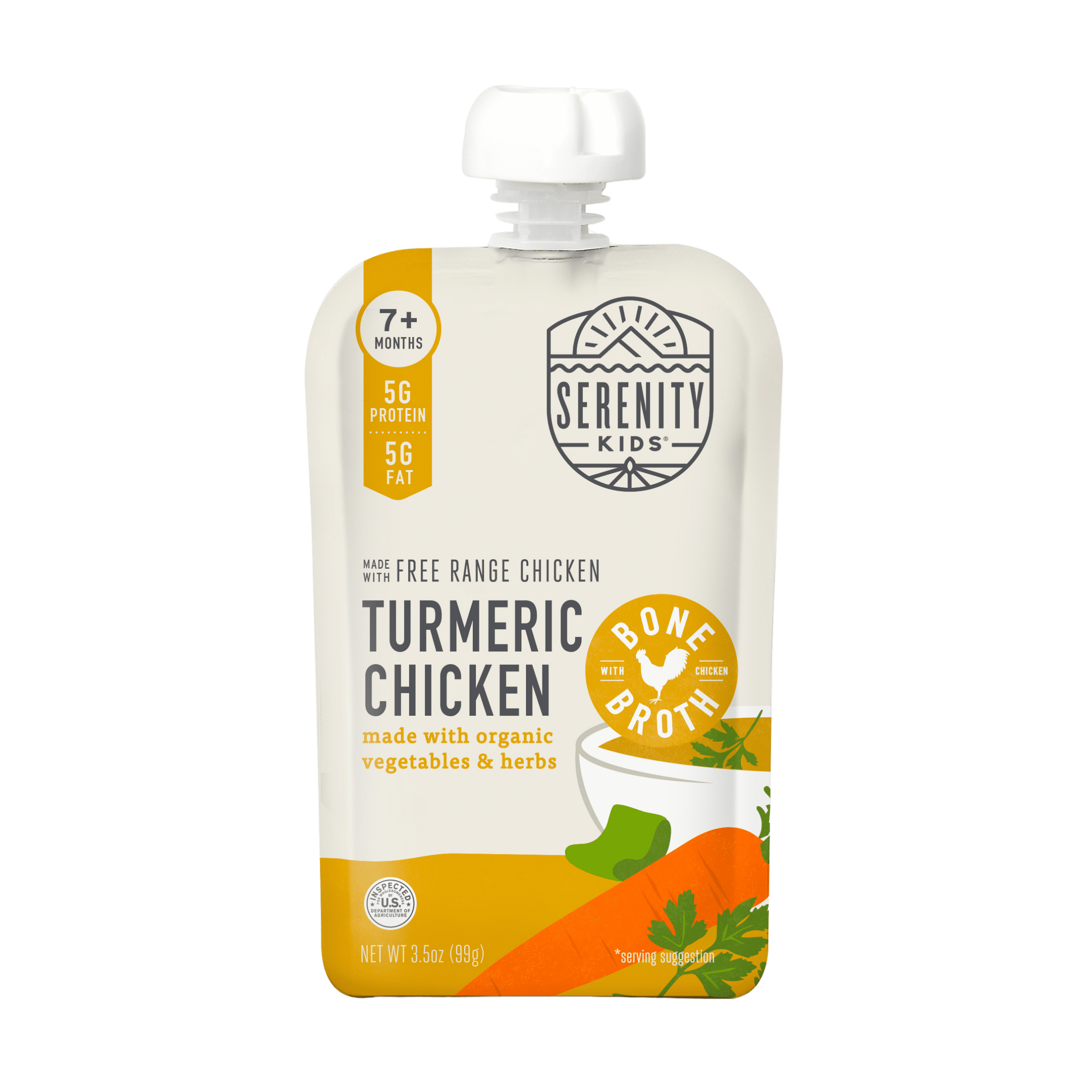 Serenity Kids Stage 2 Organic Toddler Baby Food, Turmeric Chicken, 3.5 ...