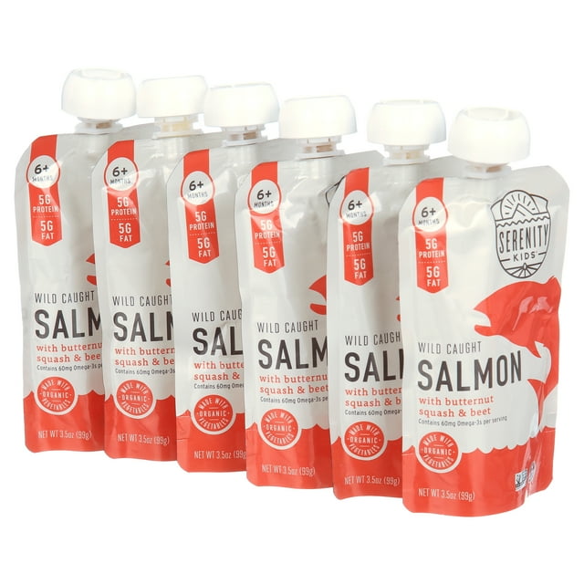 Serenity Kids Wild Caught Salmon Stage 2 Baby Food, Organic Butternut ...