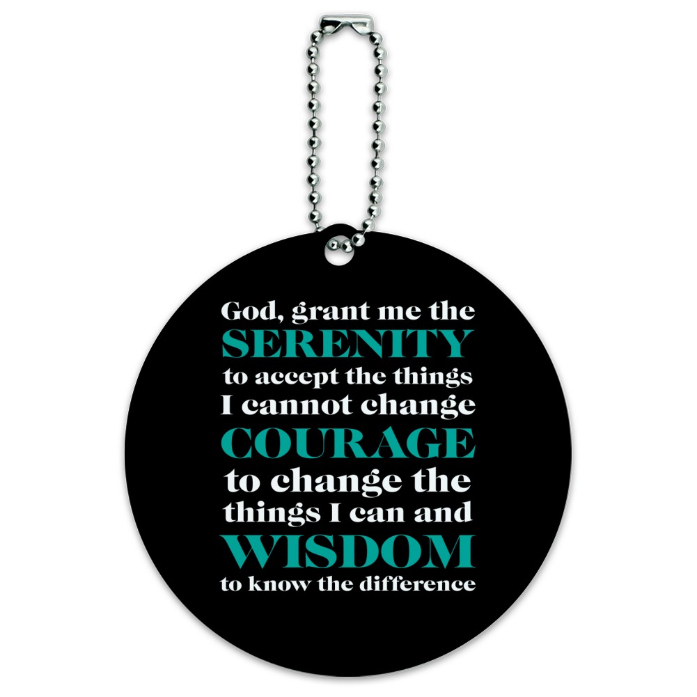 Serenity Prayer Courage Wisdom Round Luggage ID Tag Card Suitcase Carry ...