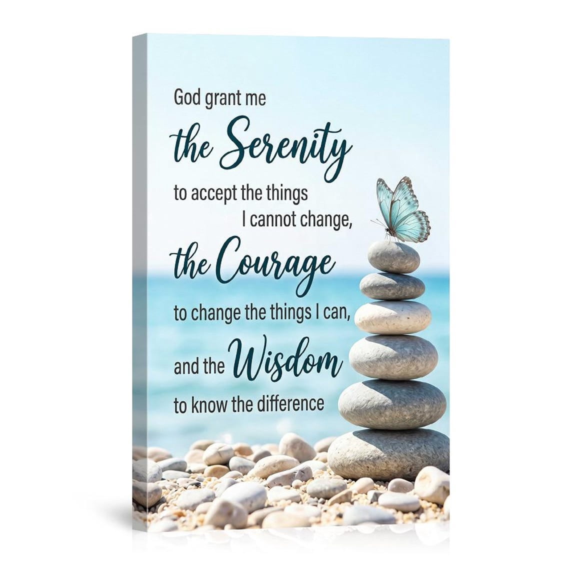 Serenity Prayer Inspirational Quote Beach Stones Butterfly Motivation ...