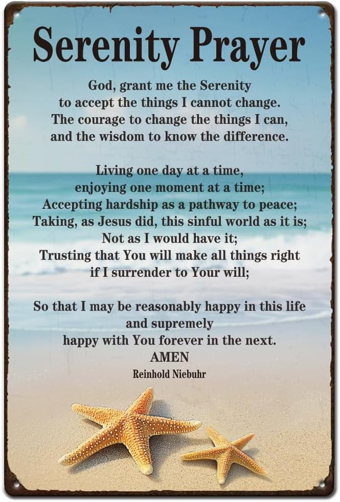 Serenity Prayer Metal Signs Scripture Tin Sign Beach Vintage Tin Signs ...
