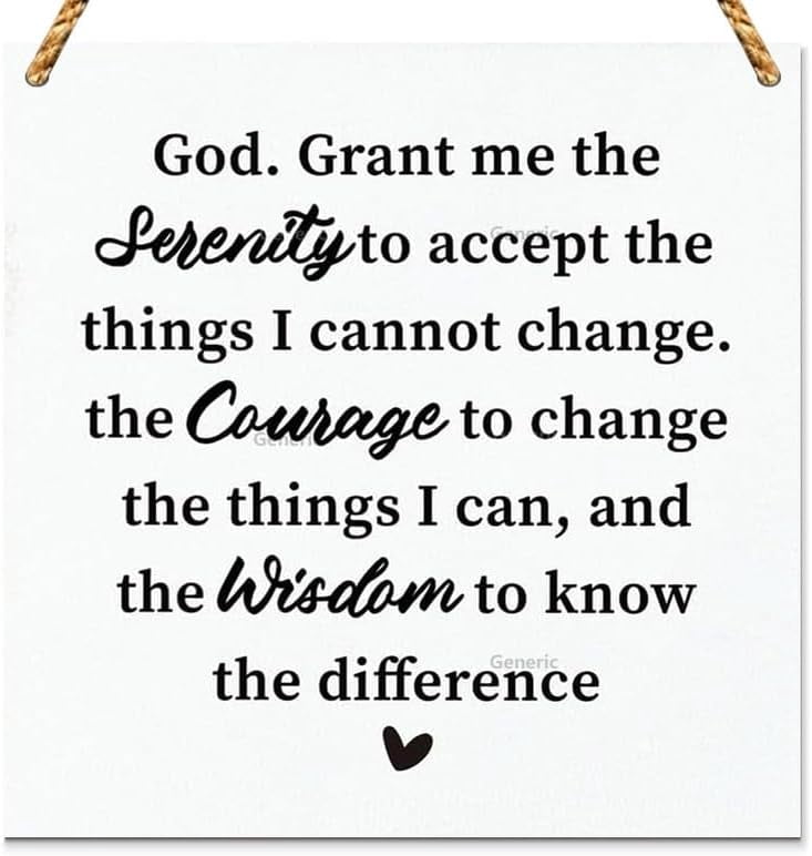 Serenity Prayer Sign, God Grant Me The Serenity Courage Wisdom, Wooden ...