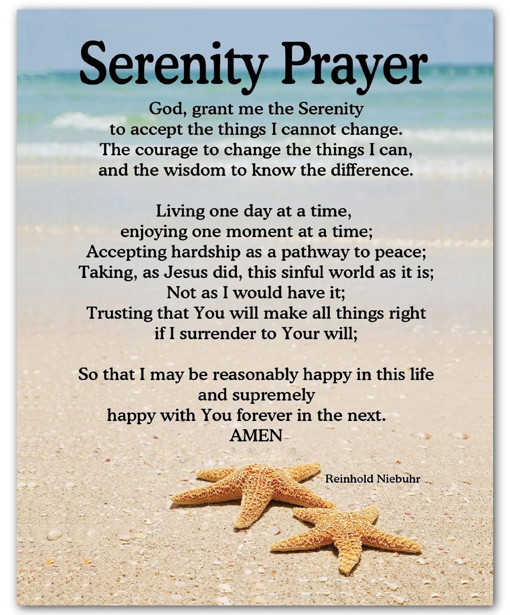 Serenity Prayer Wall Art Christian Wall Decor with Starfish Scripture ...