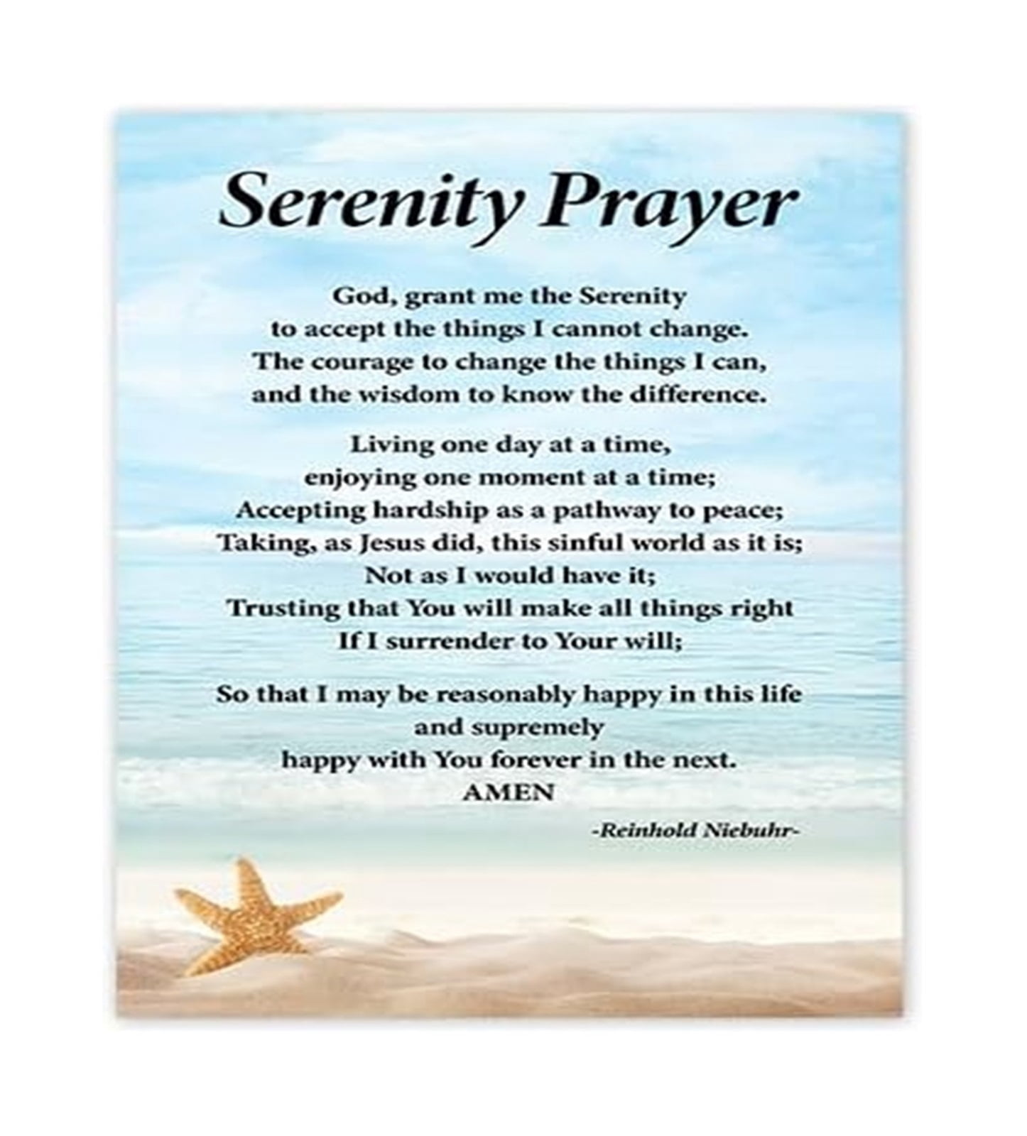 Serenity Prayer Wall Art Reinhold Niebuhr Quote Poster Inspiring ...