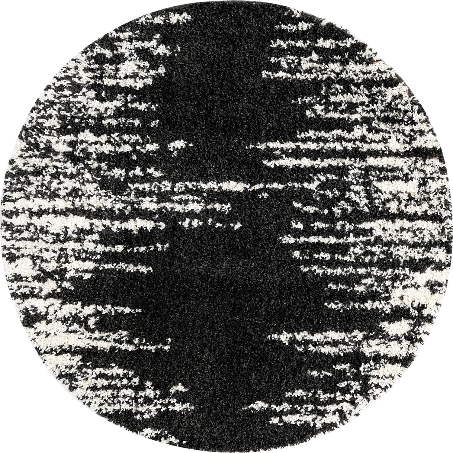 Serenity Shag Collection Rug – 5 Ft Round Black and White Shag Rug ...