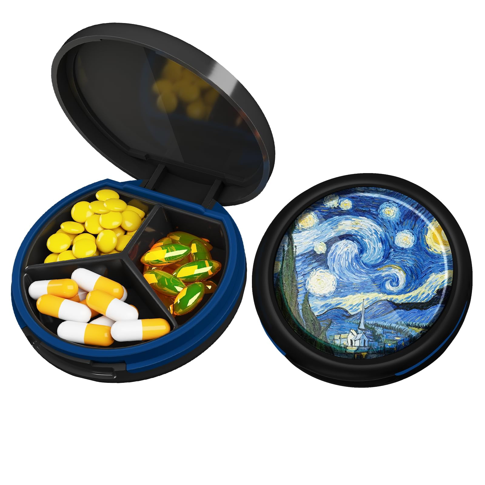 Serfeymi Small Pill Box, Pill Case for Purse & Pocket, 3 Compartments ...