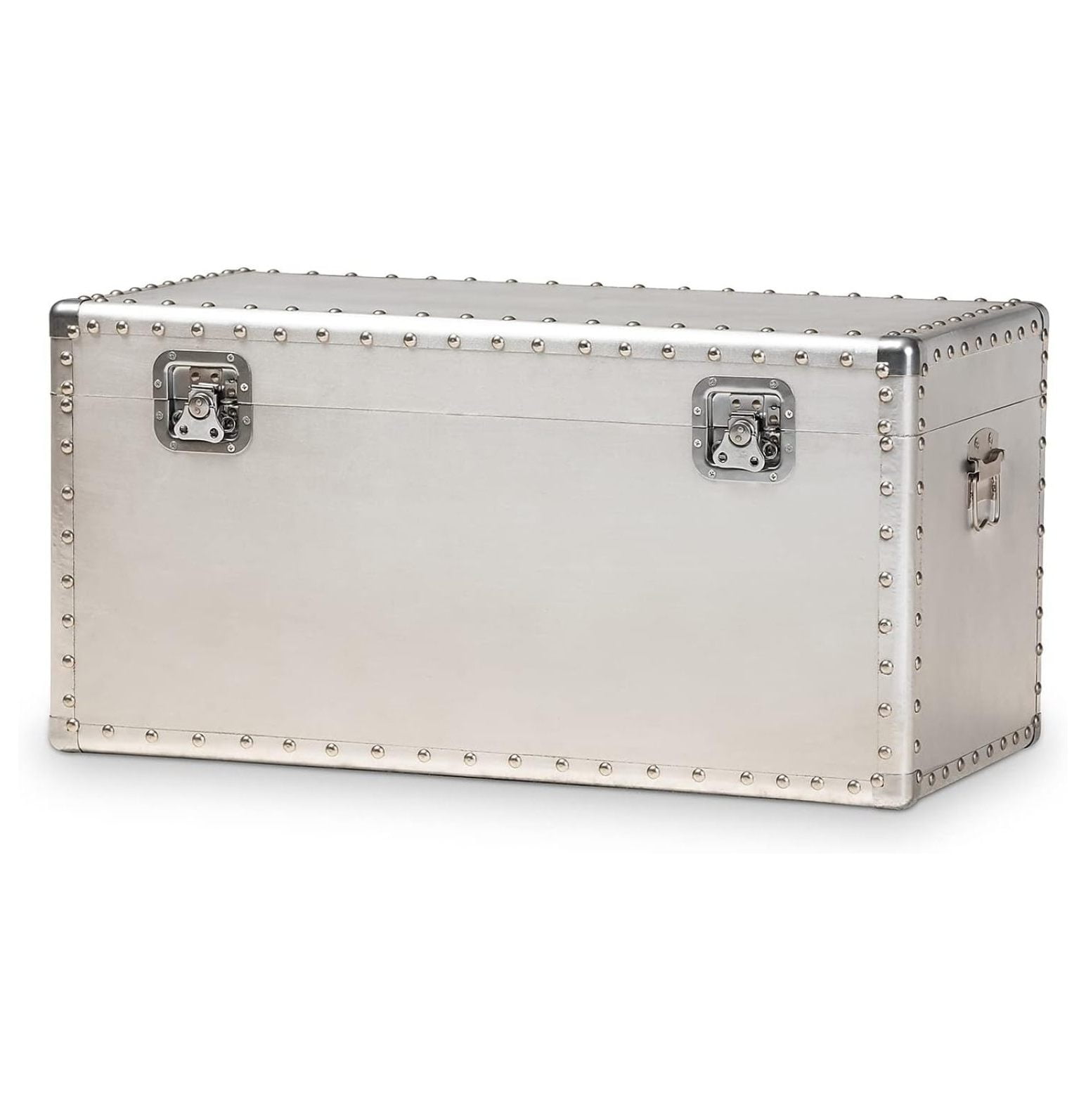 Serge French Industrial Silver Metal Storage Trunk - Walmart.com