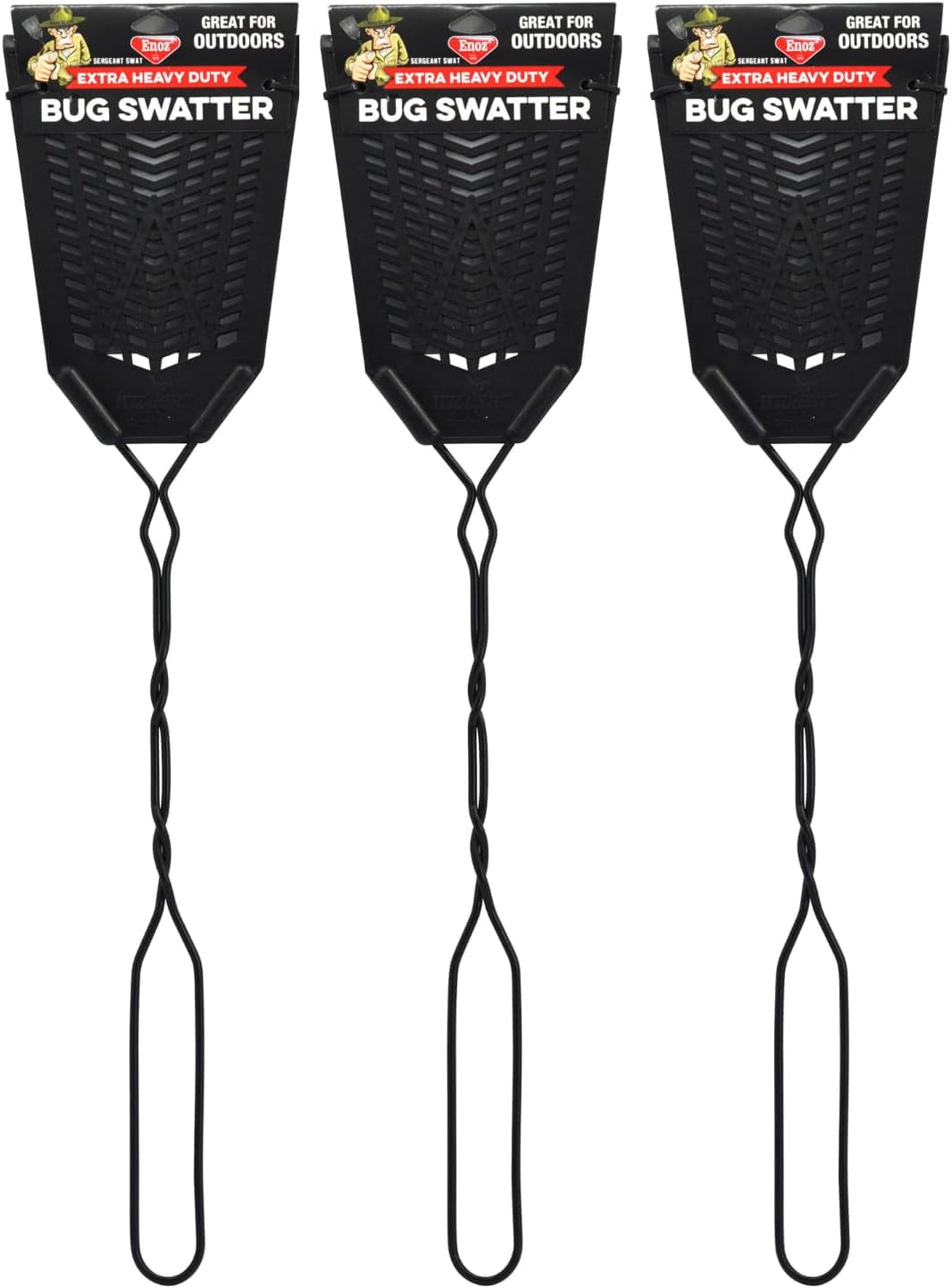 Sergeant Swat Bug Swatter - 3 Pack - Heavy Ultra Duty Manufactured Flyswatter - Environmentally ...