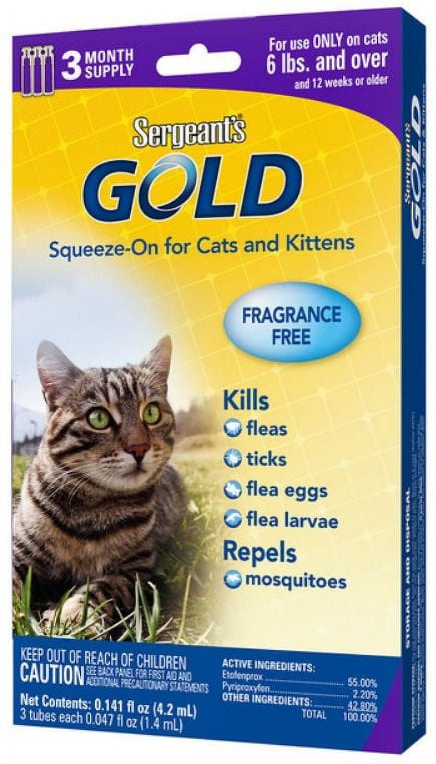 Sergeants Gold Flea And Tick Squeeze On For Cats Over 6 Lbs Cat Flea And Tick Sprays And Powders