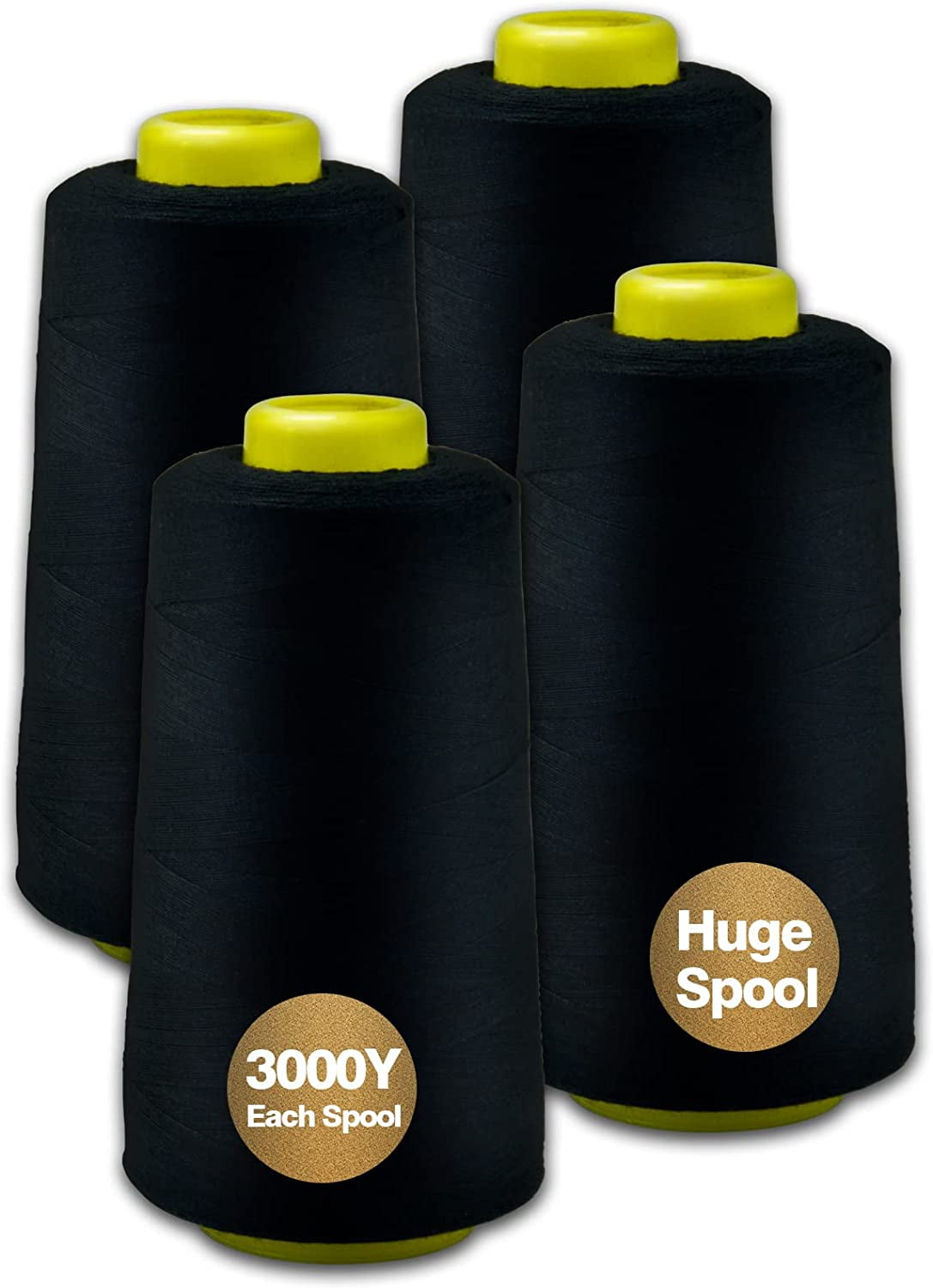 Serger Thread, All-Purpose Thread for Sewing, Black Thread, Polyester ...