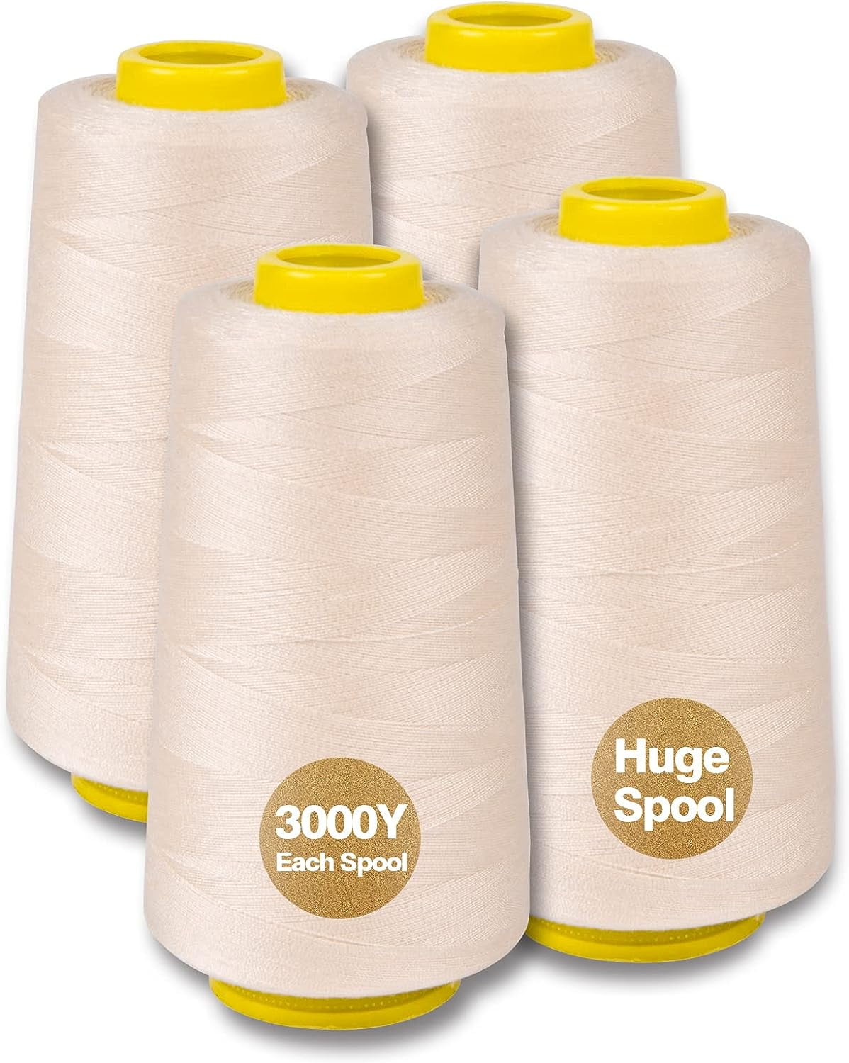 Serger Thread, All-Purpose Thread for Sewing, Ivory Thread, Polyester ...