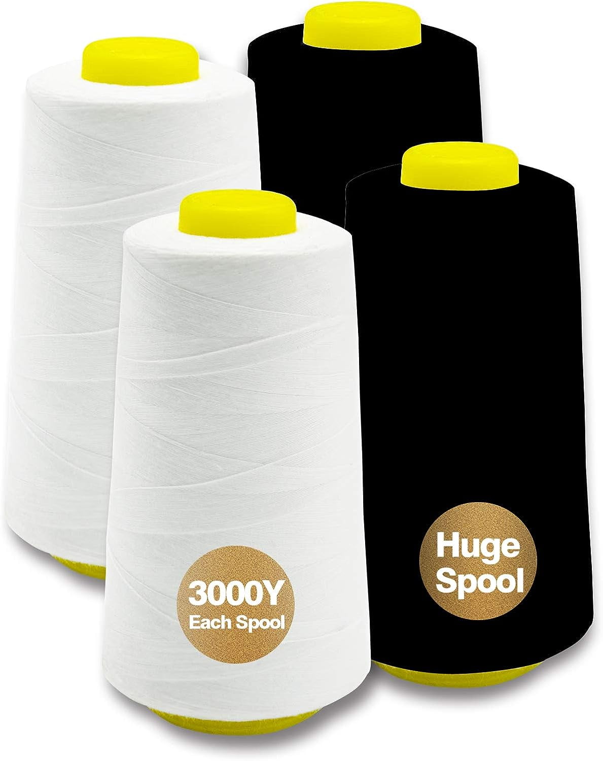 Serger Thread, All-Purpose Thread for Sewing, White Black Thread ...