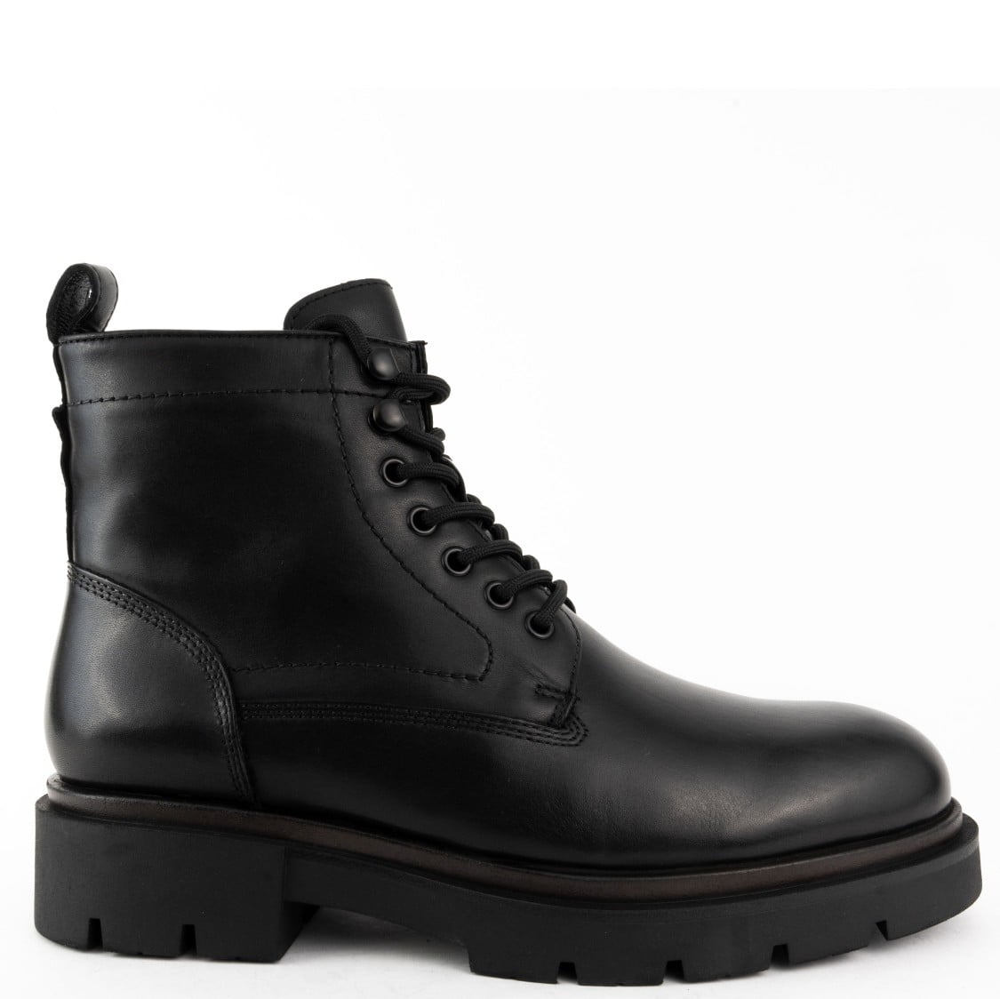 Sergio Moretti Lace-Up Black Leather Ankle Boots Black (Men's ...