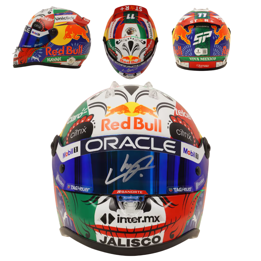 Sergio Perez Signed 2022 Mexico F1 RedBull Helmet 1:2 Scale with ...