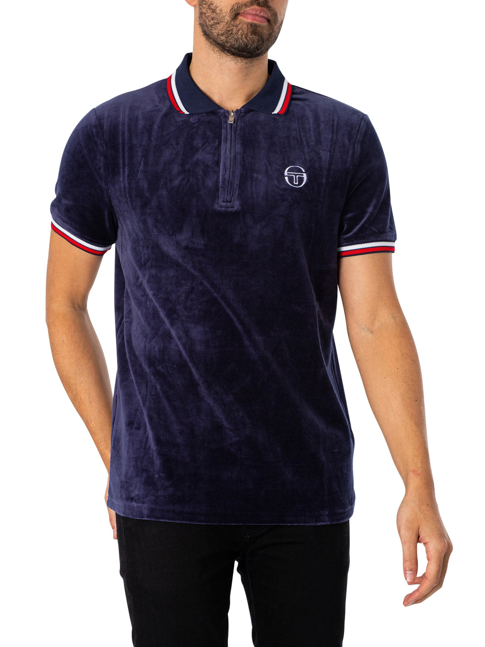 Sergio Tacchini Primo Velour Polo Shirt, Blue - Walmart.com