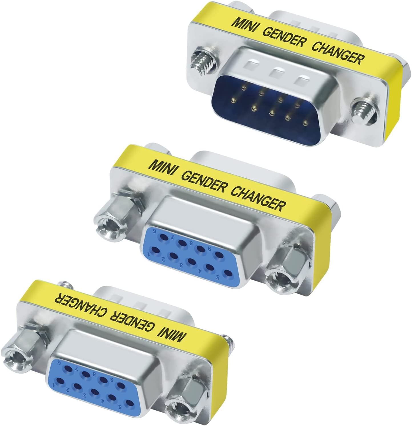 Serial Adapter 3-Pack (DB9 F-F, M-F, M-M), Mini Size RS232 Coupler ...