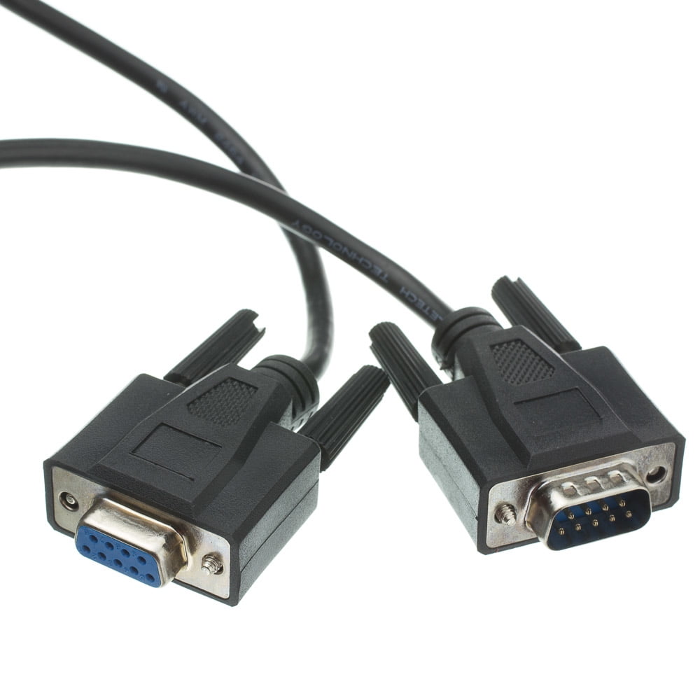 Serial Extension Cable, Black, DB9 Male to DB9 Female, RS-232, UL rated ...