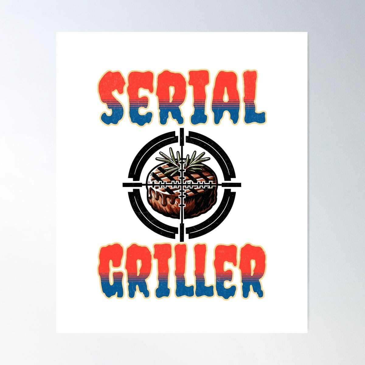 Serial Griller Funny Backyard Bbq Poster Wall Art, Modern Wall Decor ...