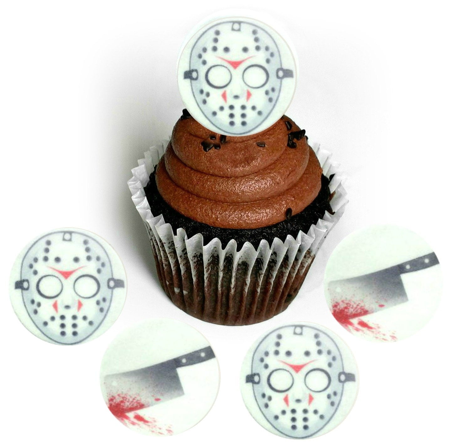 Serial Killer Hockey Mask Hatchet Jason Wafer Paper Toppers 1.5 Inch ...