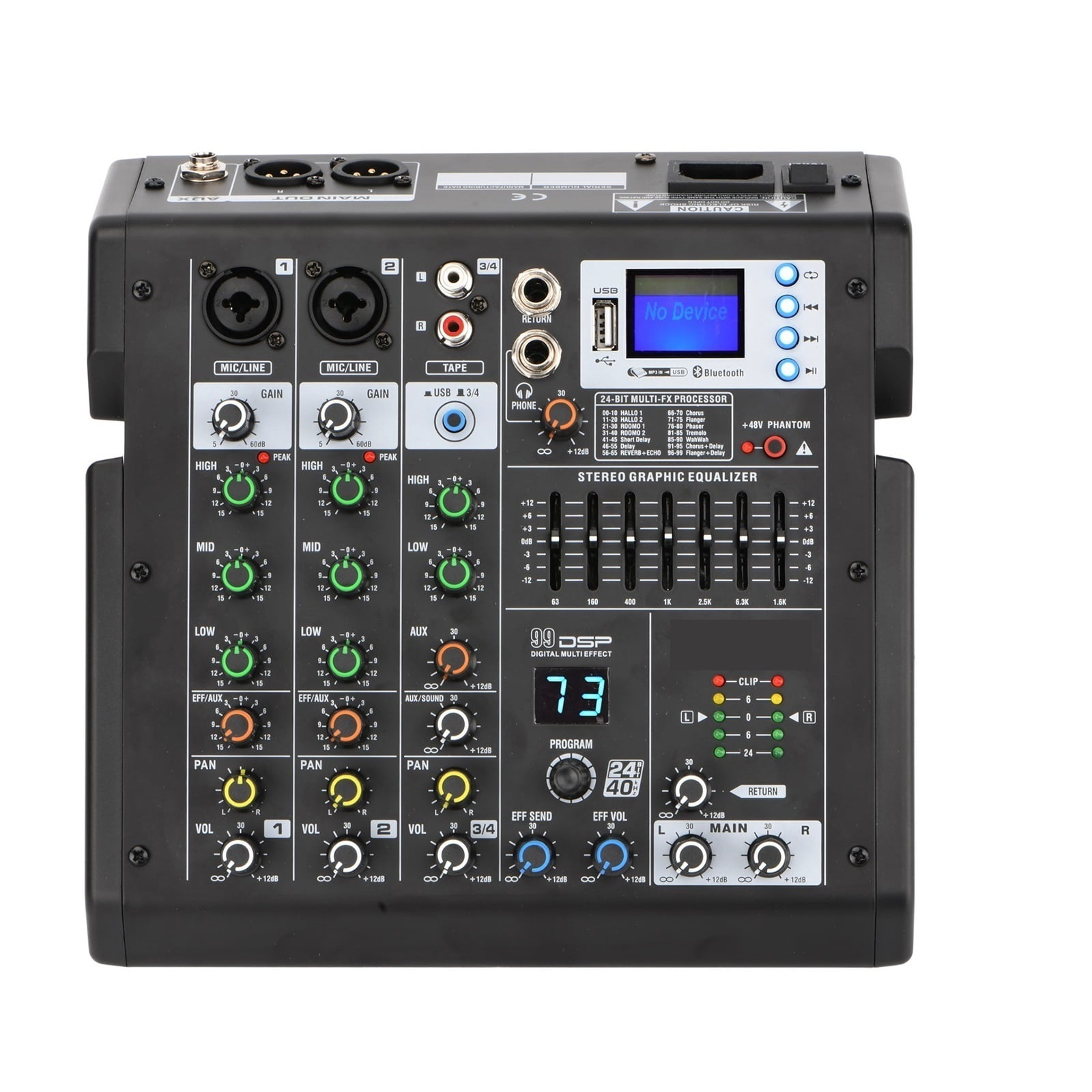 Series 4 Channels 99 Effects 7 Band EQ USB Play and Record Dj Party ...