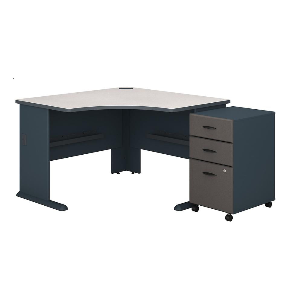 "Bush Series A 48"" Corner Desk with File Cabinet in Slate/White ...