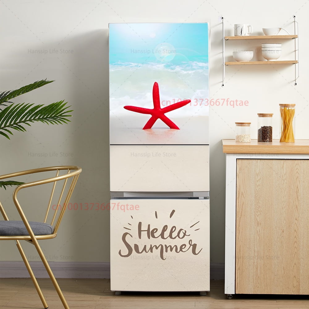 Series Blue Sea Beach Printed Fridge Door Sticker Mural Decals Kitchen ...