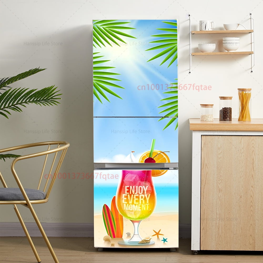 Series Blue Sea Beach Printed Fridge Door Sticker Mural Decals Kitchen ...