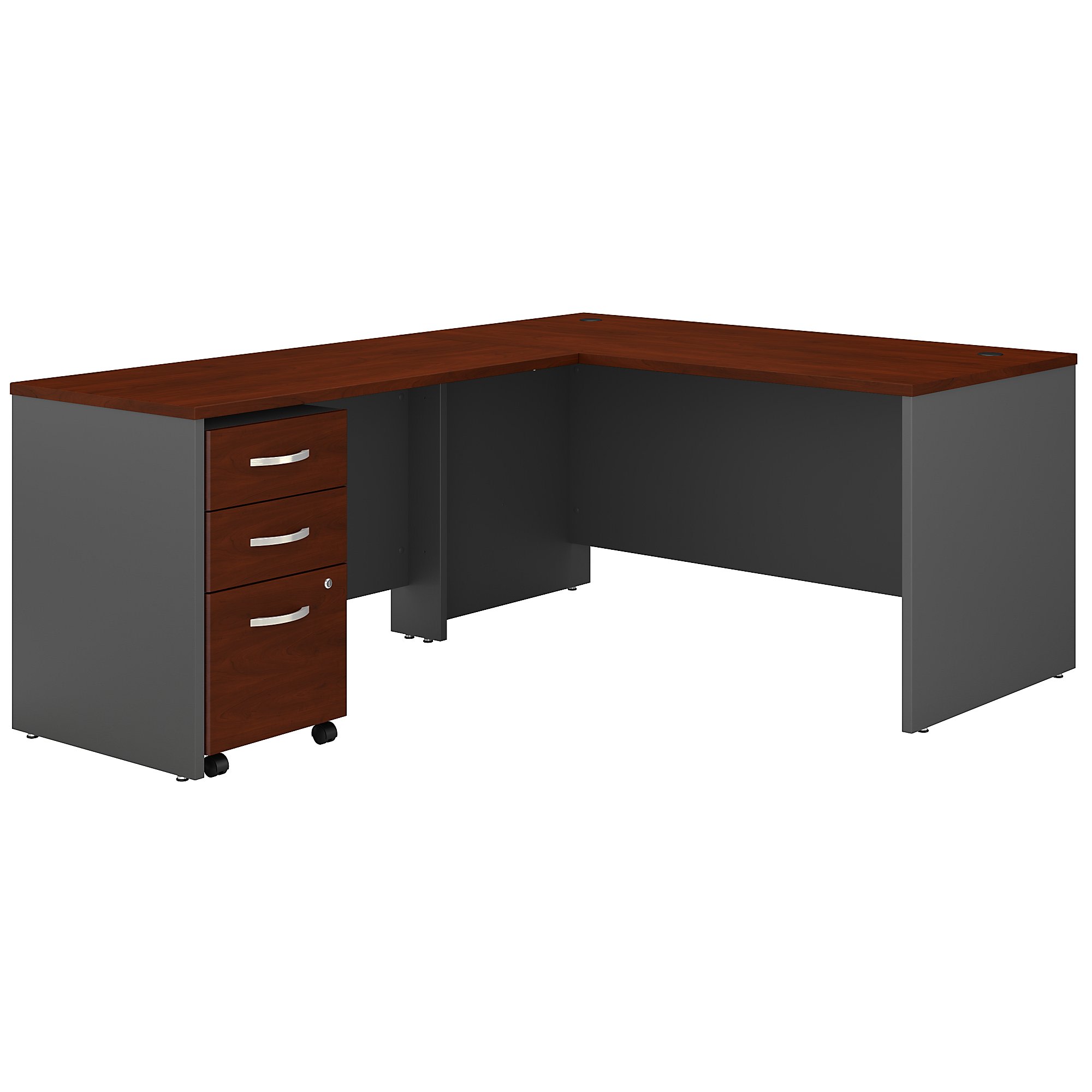Series C 60W L Shaped Desk with Drawers in Hansen Cherry - Engineered ...