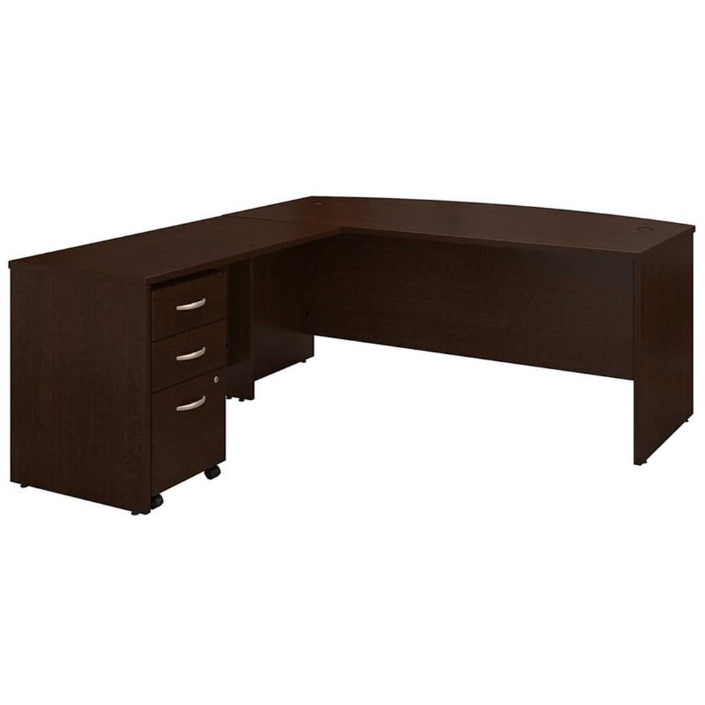 Series C 72"W Bow Front L-Shaped Desk with Return and Mobile in Mocha ...