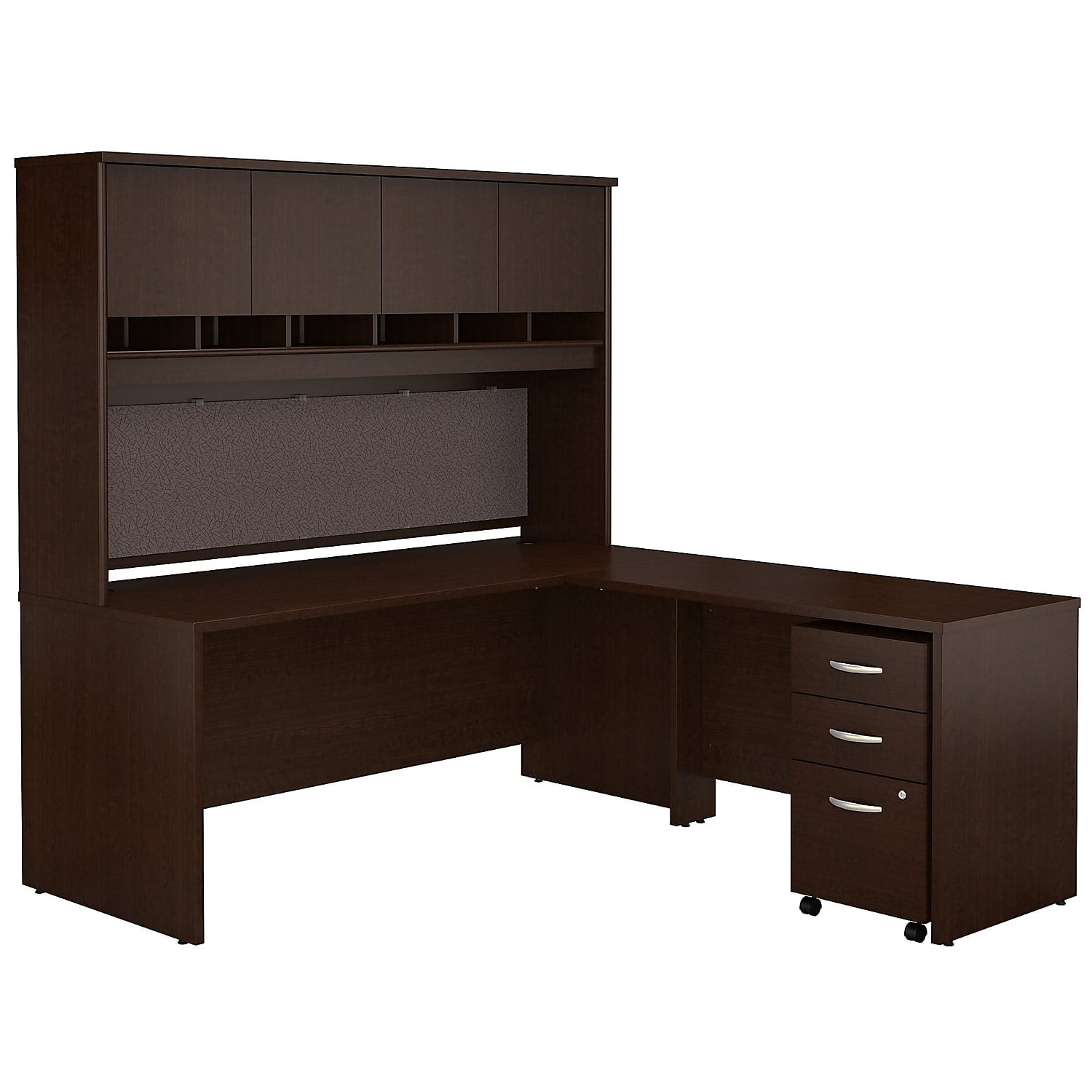 Series C 72W L Shaped Desk with Storage in Mocha Cherry - Engineered ...