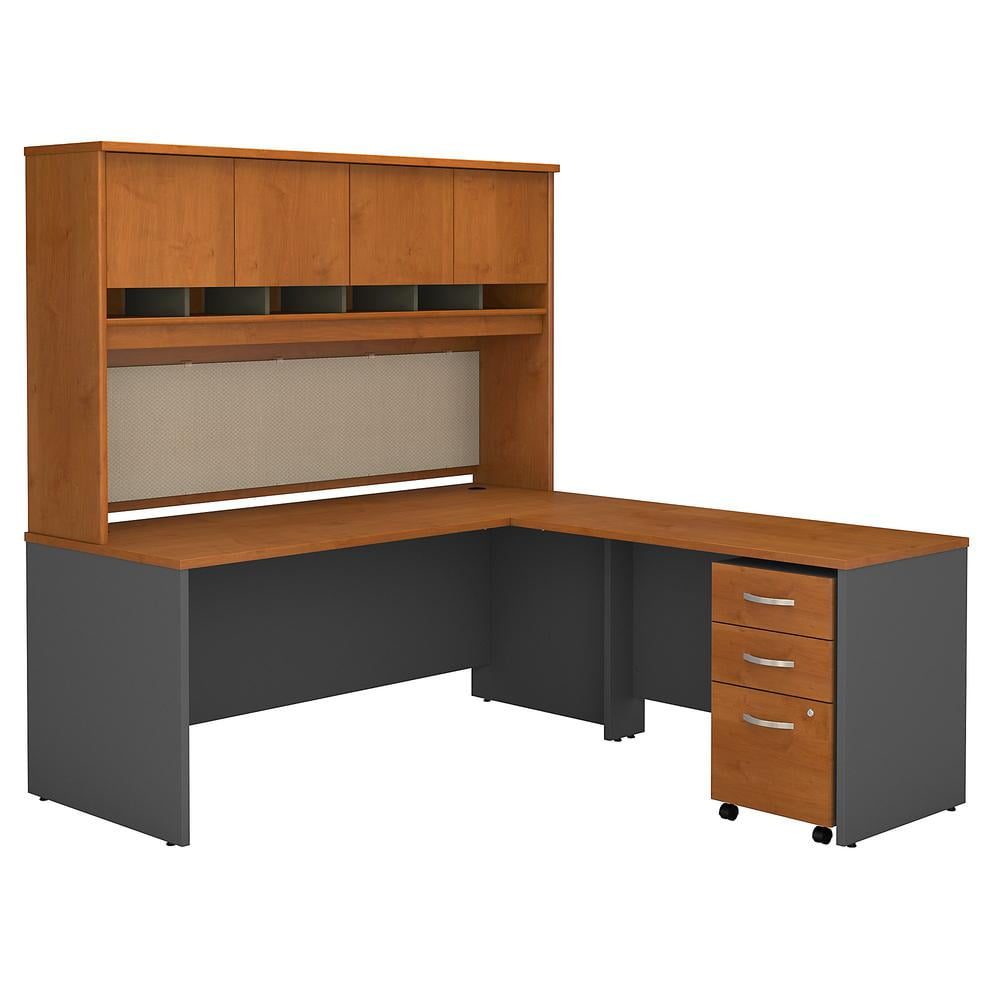 Series C 72W L Shaped Desk with Storage in Natural Cherry - Engineered ...
