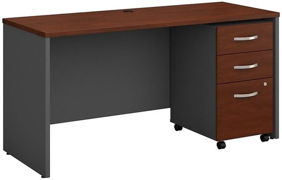 Series C Office Desk with Mobile File Cabinet, 60W x 24D, Hansen Cherry ...