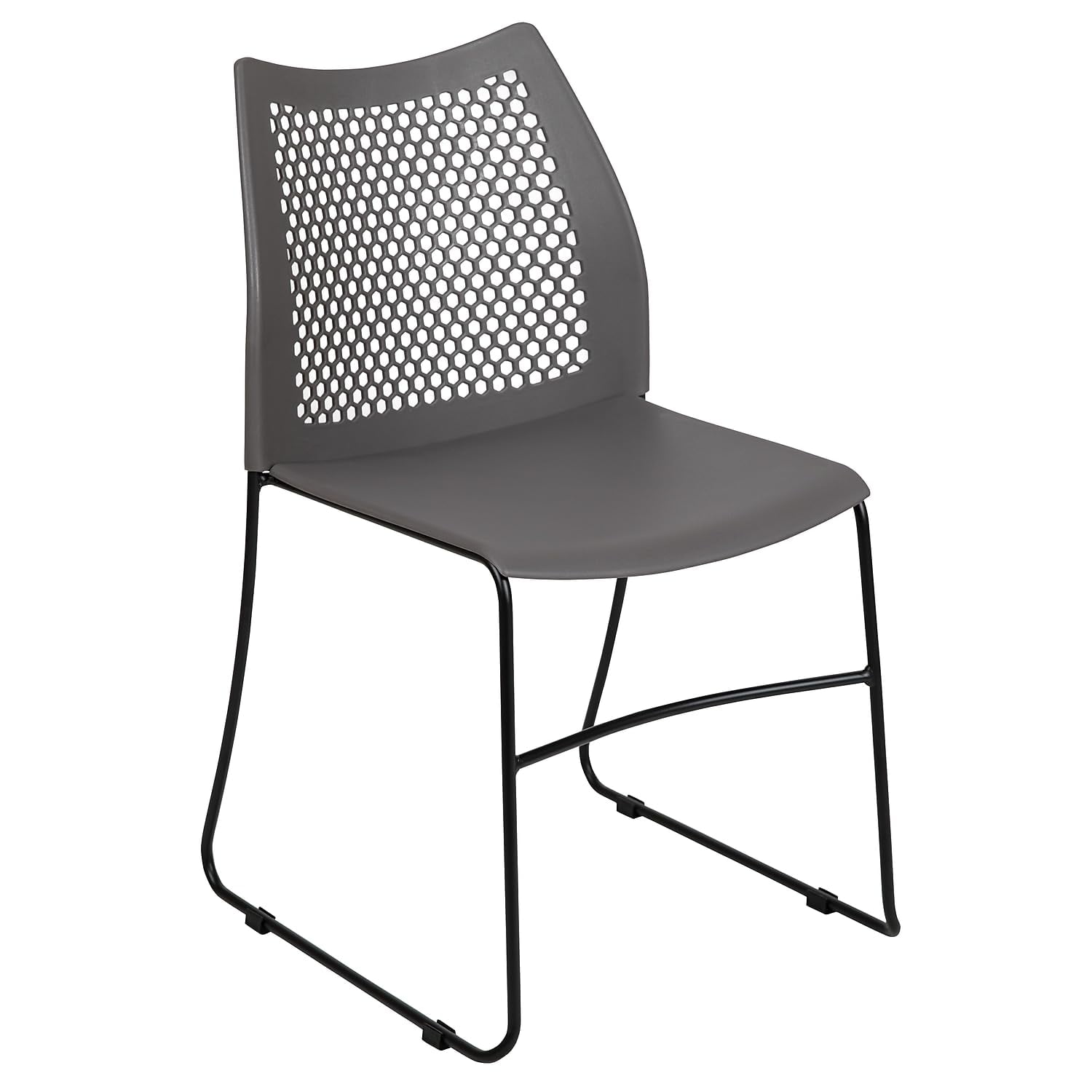 Series Commercial Stack Chair 661 lb Support Gray Ergonomic Back Black ...