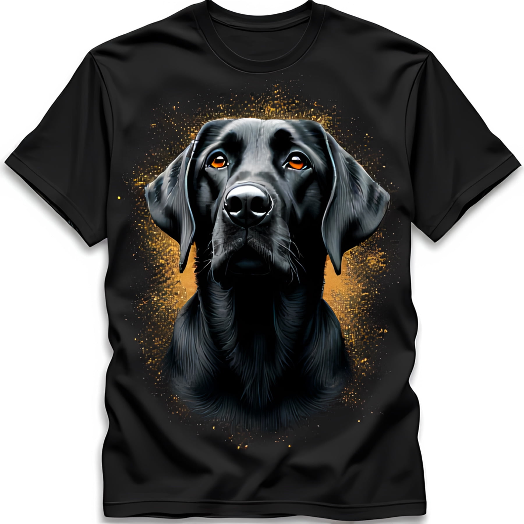 Serious Black Labrador Graphic T-Shirt on Black Background Glittery ...