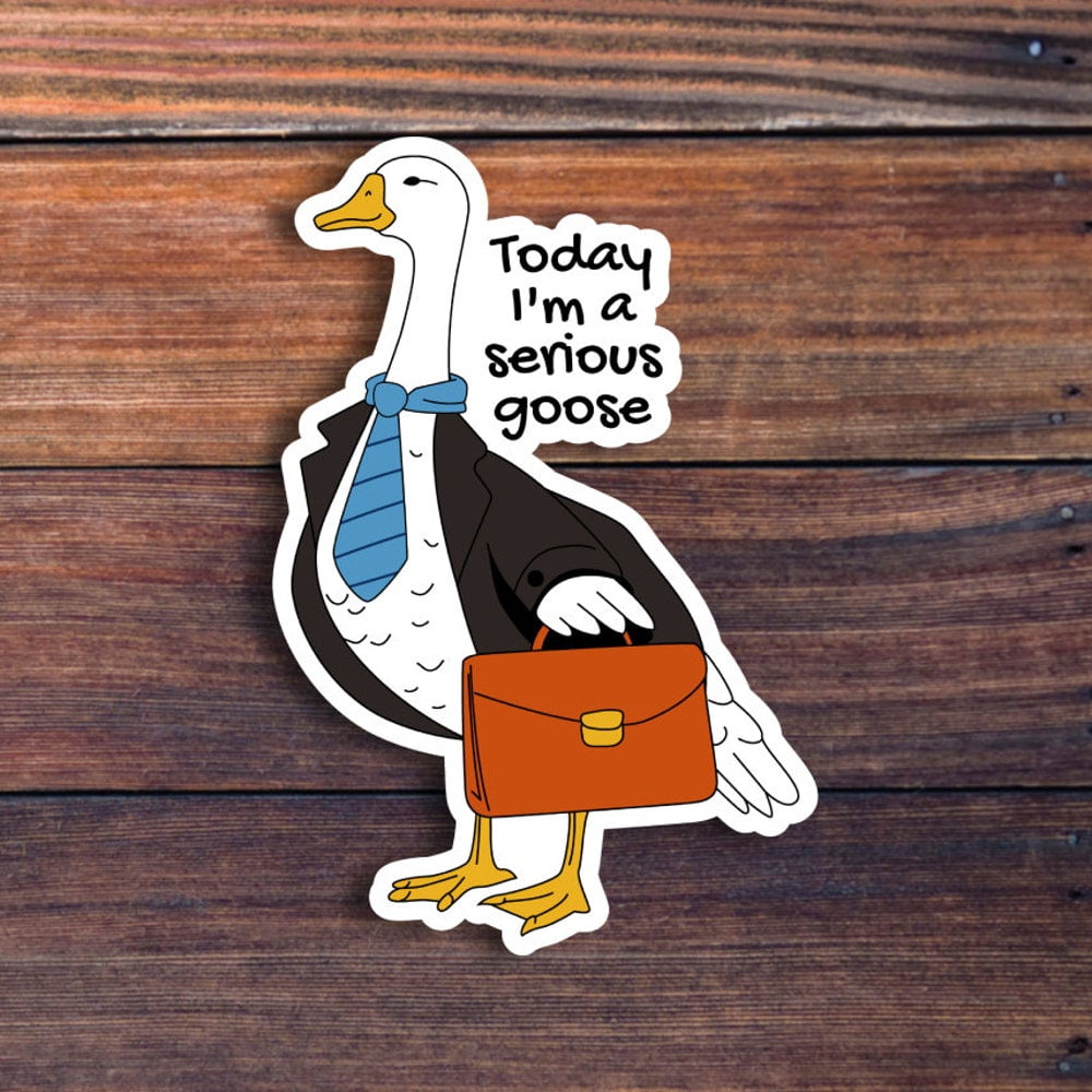Serious Goose Sticker, Business Goose Sticker Phone Decal Water Bottle ...