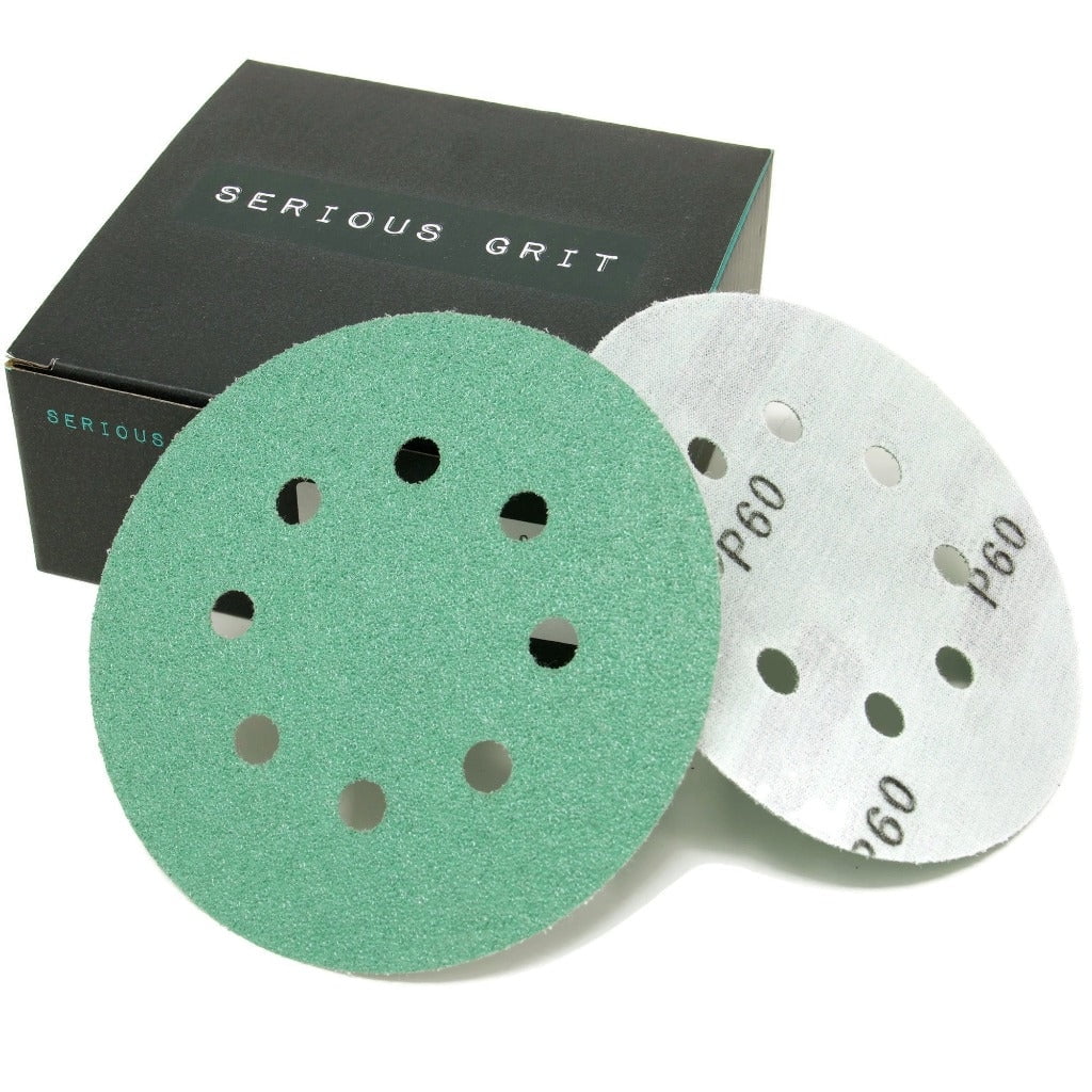Serious Grit 5-inch 8-hole, 60 Grit Sanding Discs - Premium Hook and ...