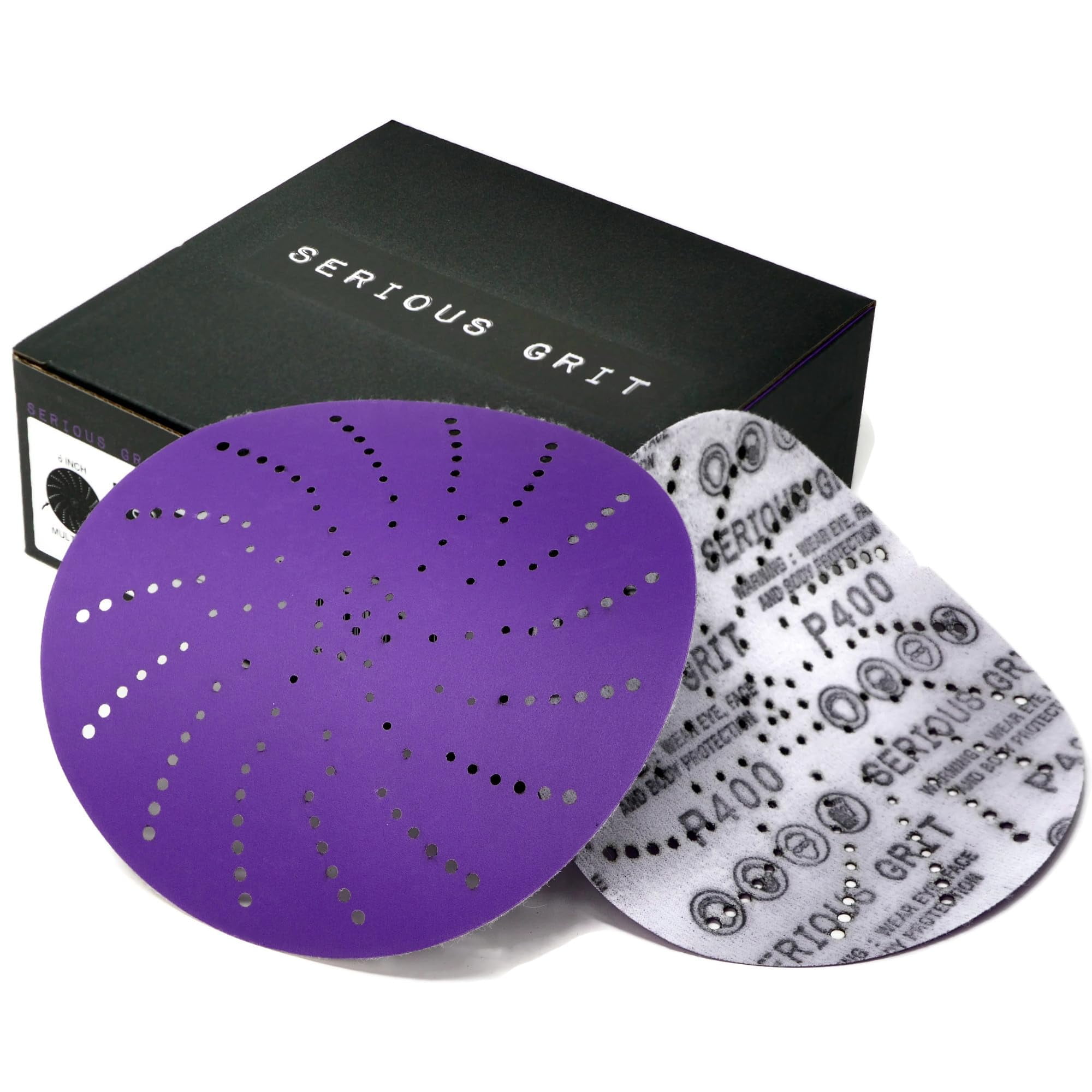 Serious Grit 6-Inch 400 Grit Ceramic Multi-Hole Hook & Loop Sanding ...