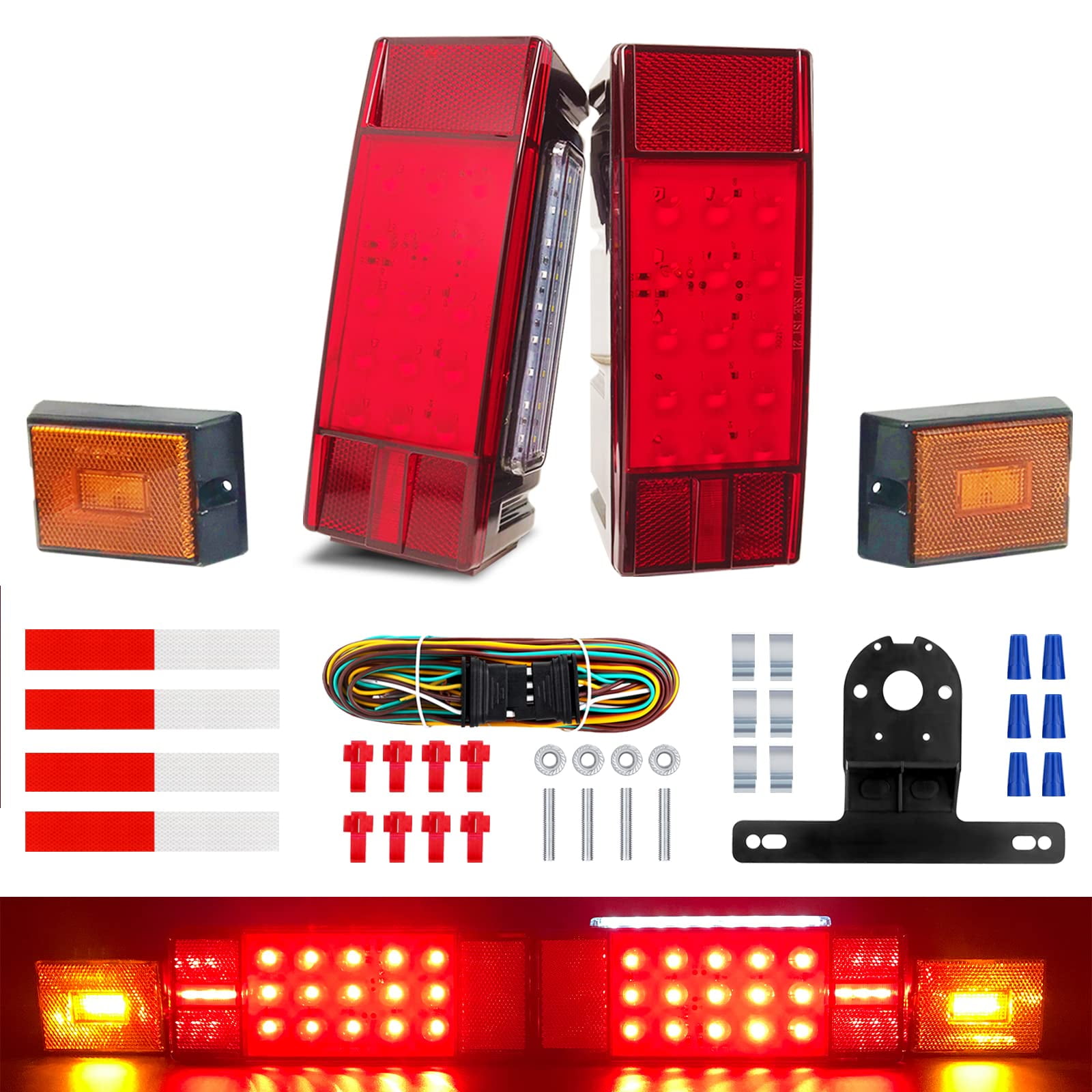 Serlainxin Boat Trailer Lights IFF17 Kit, Submersible IP68 Waterproof ...