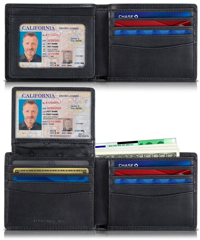 Serman Brands Men's Wallet | 2 ID Window | RFID Blocking | Full Grain ...