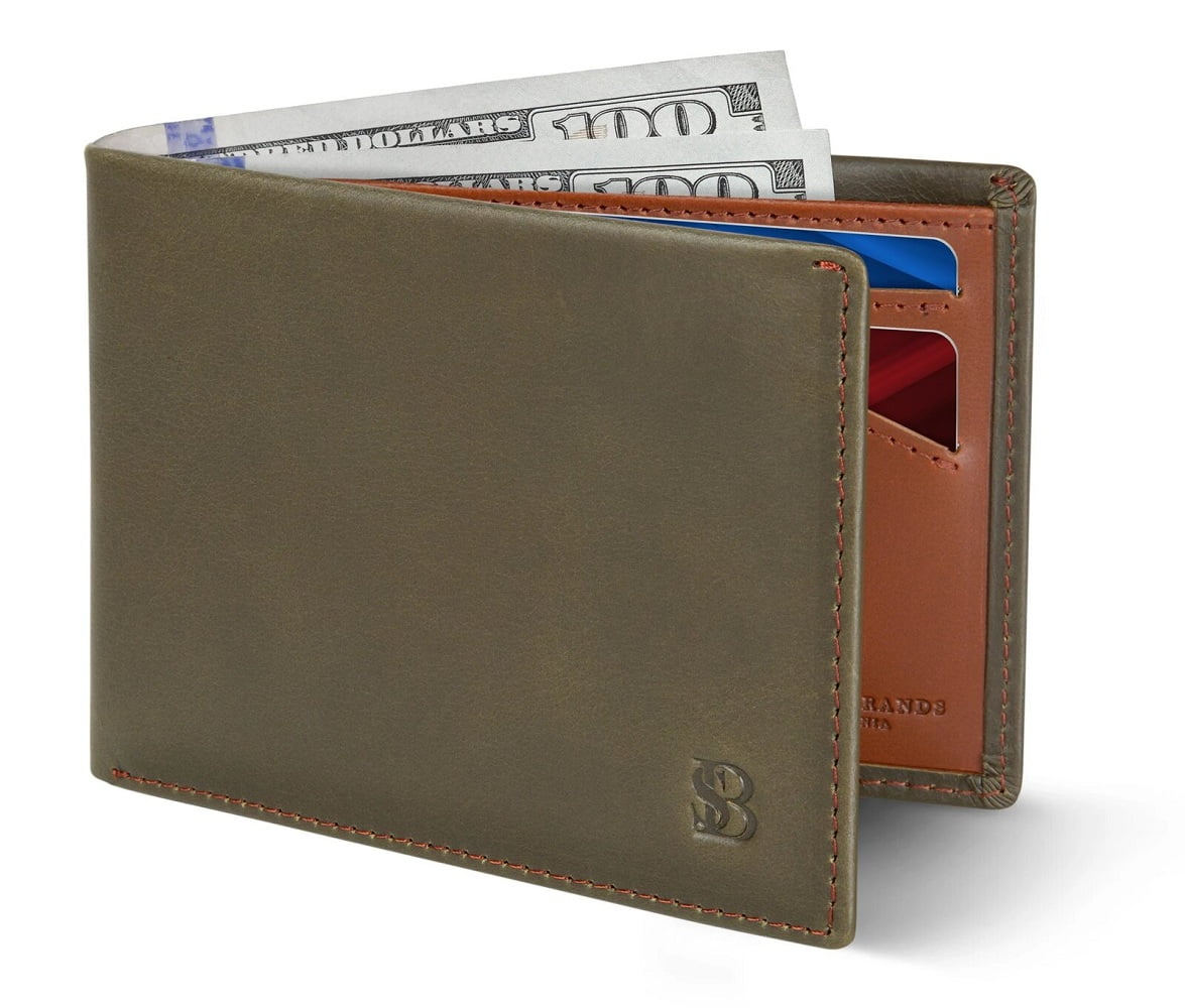 Serman Brands Mens Slim Bifold Wallet | RFID Blocking Minimalist | Front Pocket | Full Grain ...