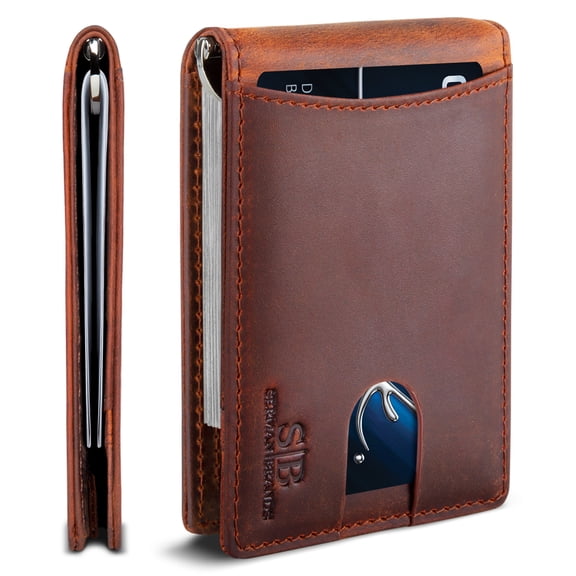 Serman Brands RFID Blocking Slim Wallet, Bifold Genuine Leather Front ...