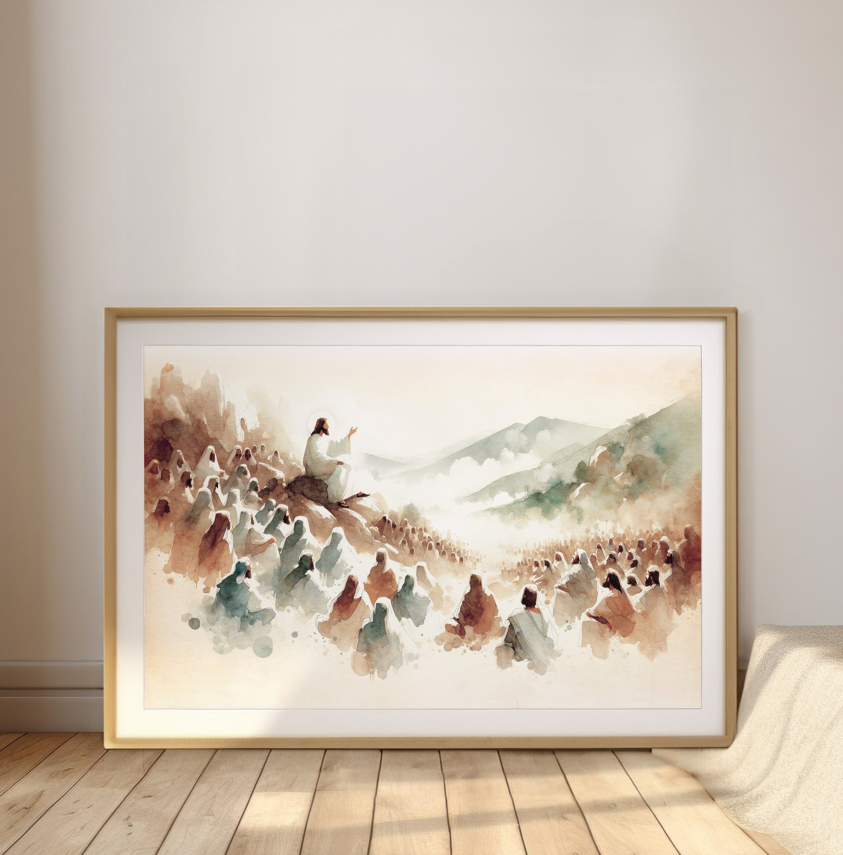 Sermon On The Mount | Abstract Landscape | Jesus Christian Wall Art ...