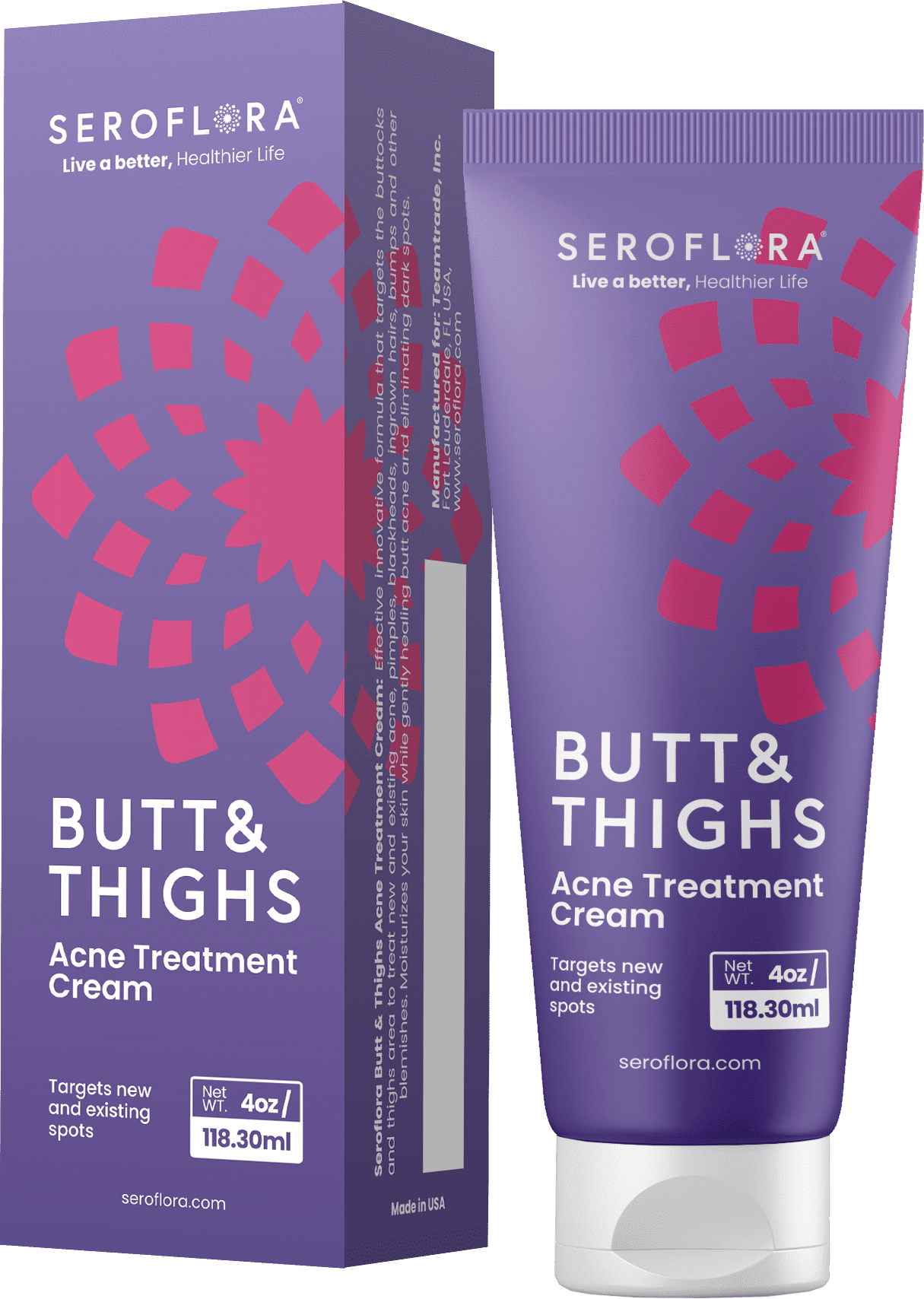 Seroflora Acne Treatment Cream for Butt, Thighs & Elbows - Clears Pimples, Zits, Bumps, Dark ...