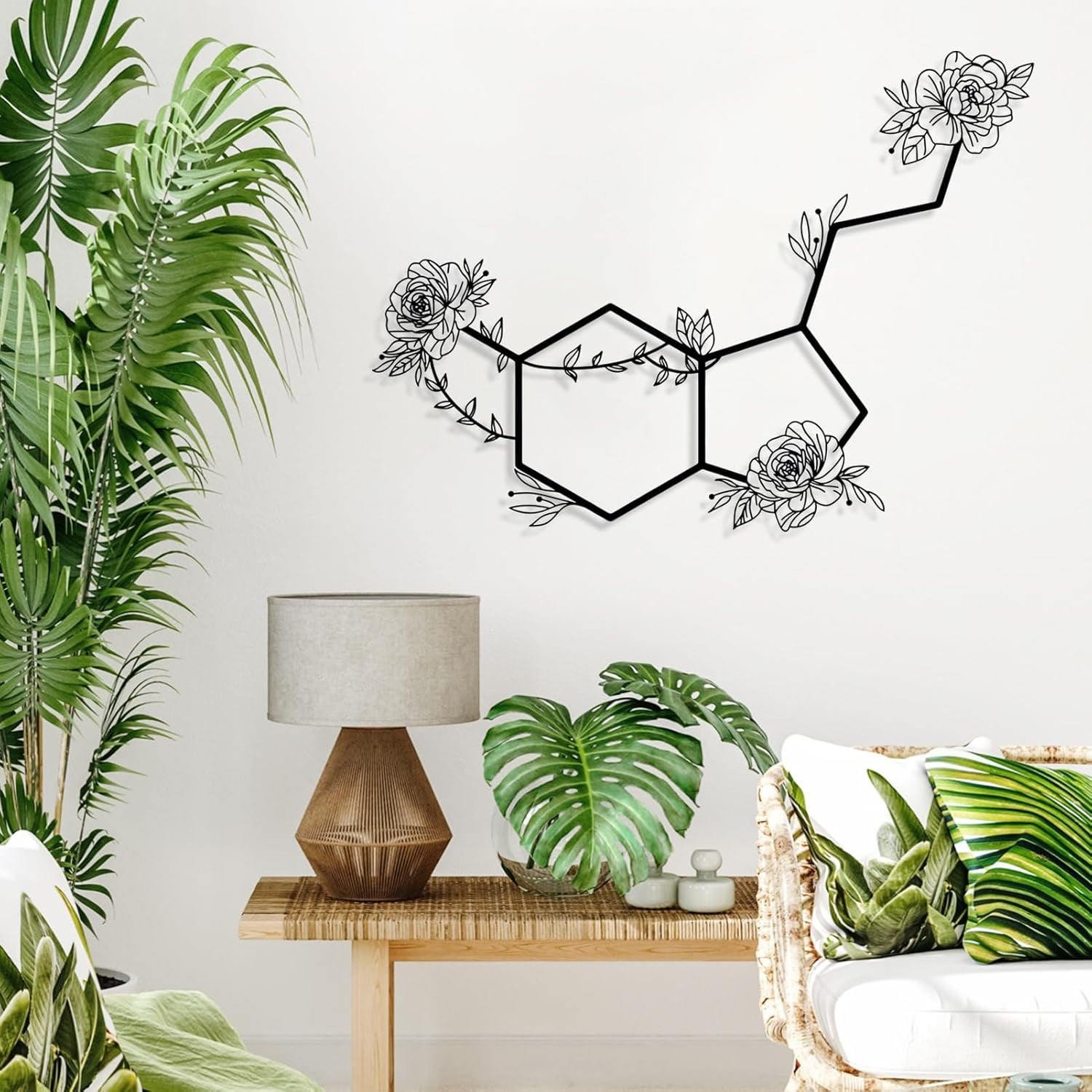 Serotonin Metal Wall Art, Flowered Serotonin Molecule, Biology ...