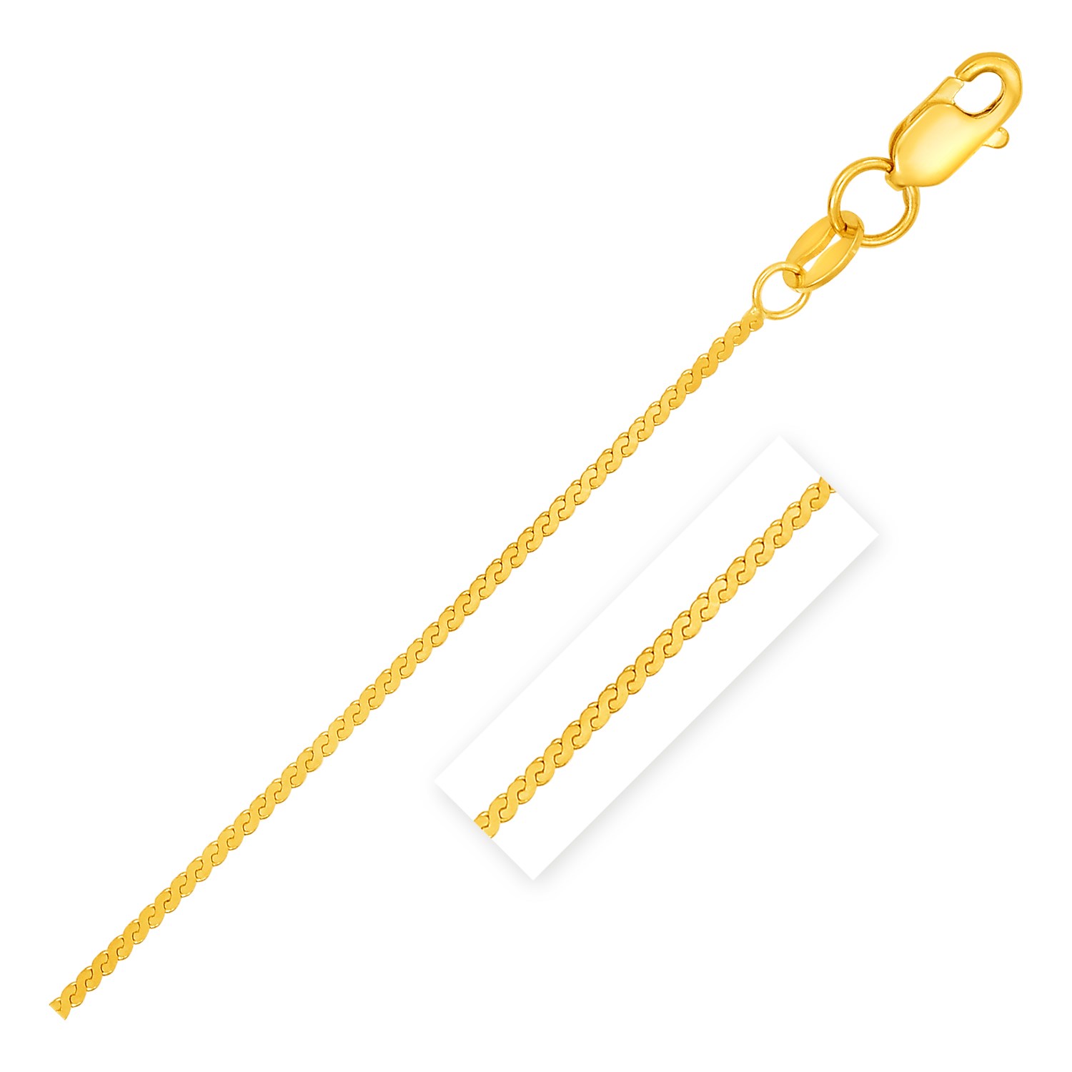 Serpentina Chain Necklace in 14k Yellow Gold (1.0 mm) - Walmart.com