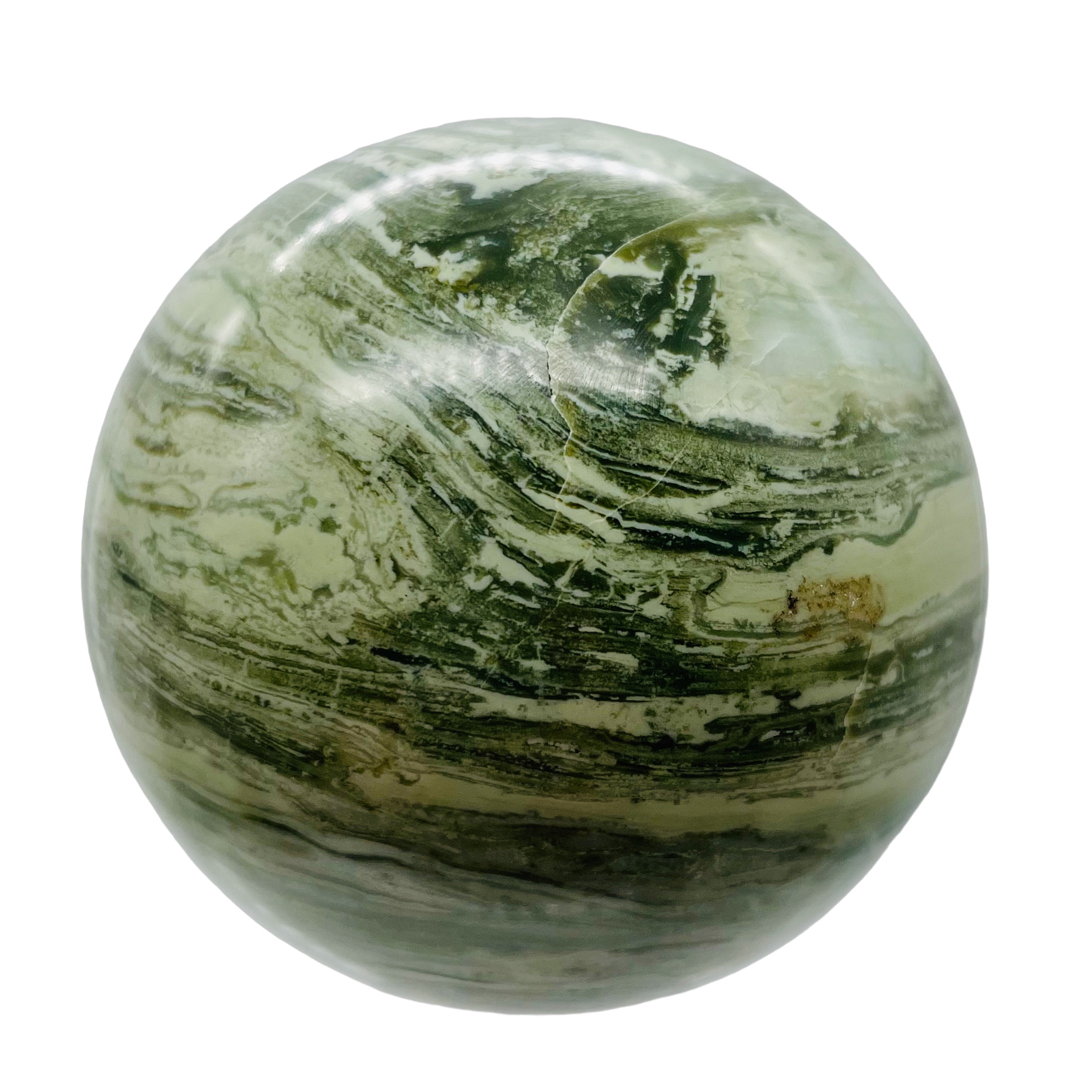 Serpentine Banded 2 1/2Inch Sphere | 2.5" | Green White | 1 Figurine ...