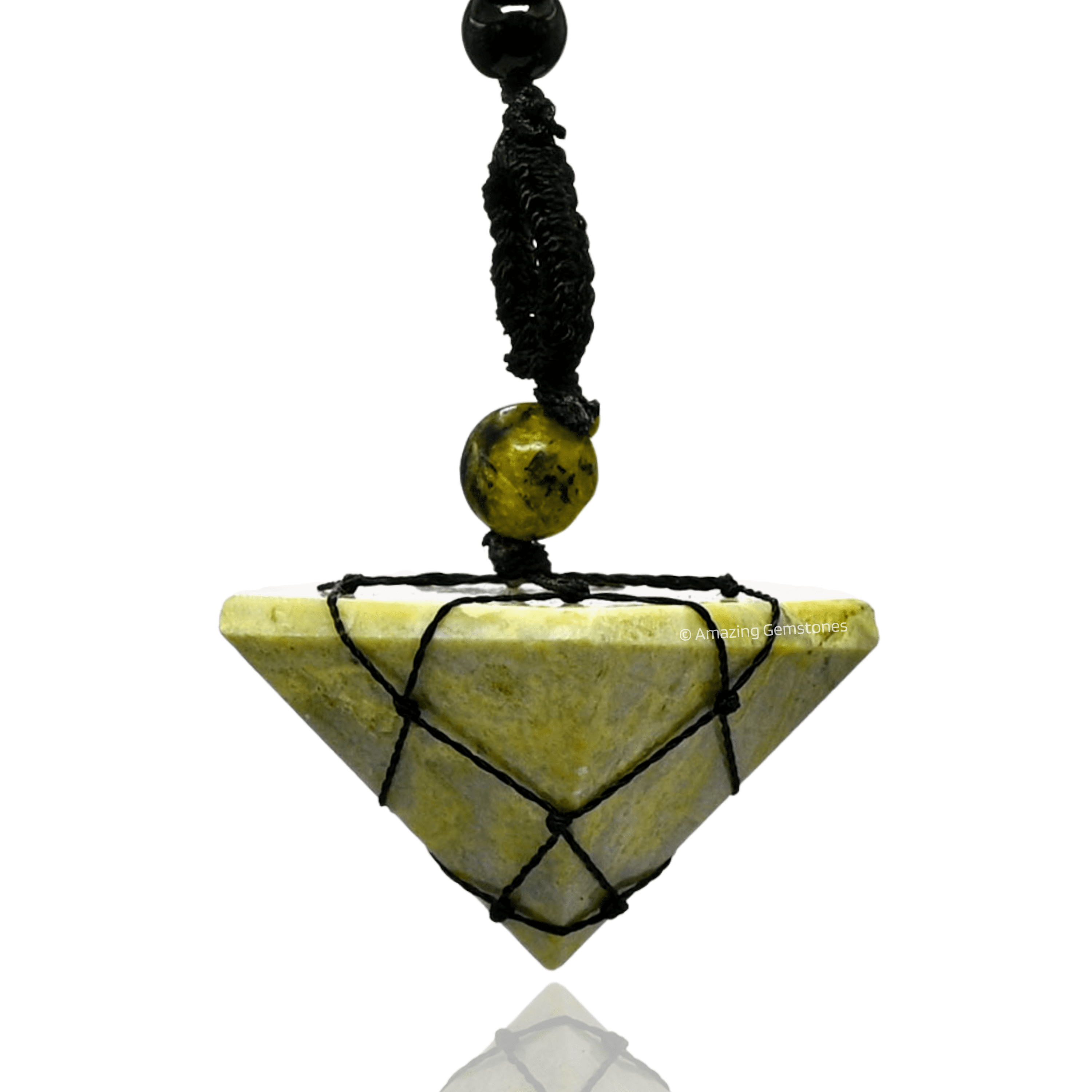Serpentine Crystal Pyramid Macrame Necklace, Unique Women Men Pendant ...