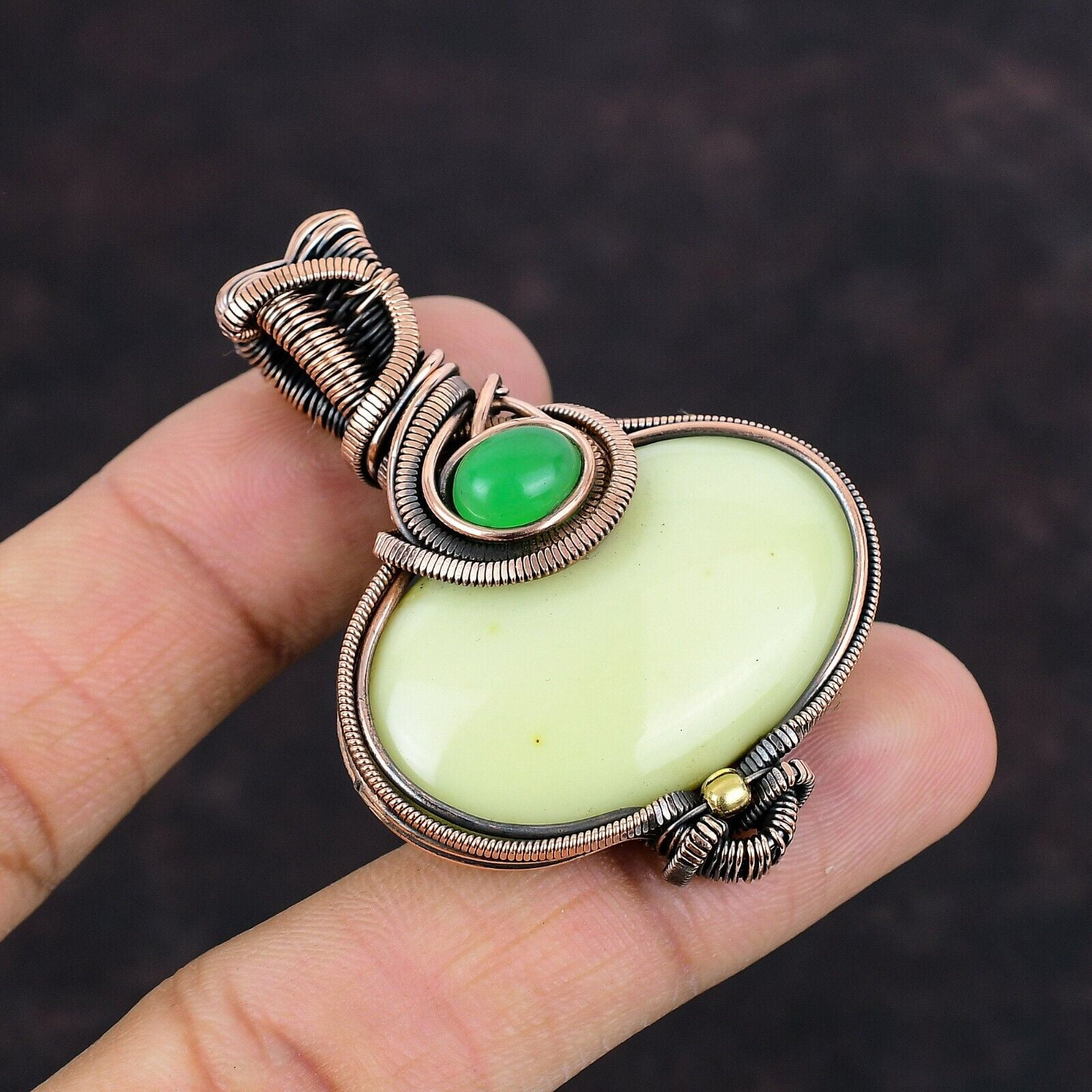 Serpentine Wire Wrapped Pendant Handcrafted Copper Designer 2.28 ...