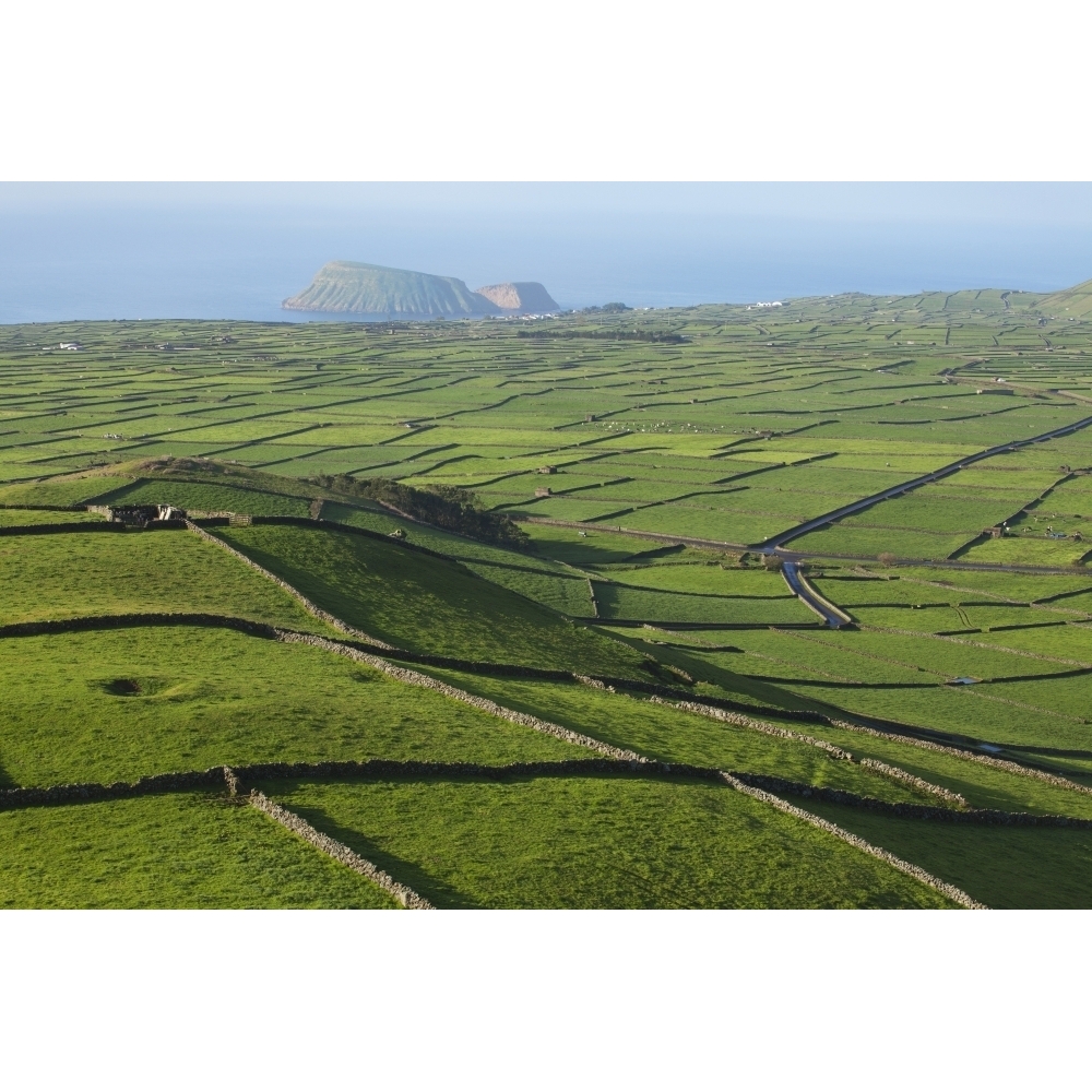 Serra do Cume with Cabras Islets in background; Terceira Island Acores ...