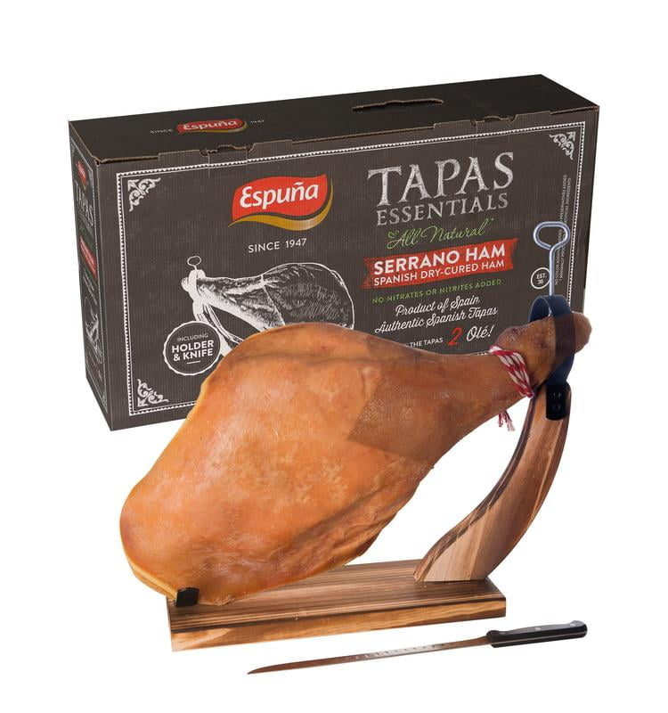 Upper Cut Whole Serrano Ham Leg in Box, 15.4lb with Wooden Stand and ...